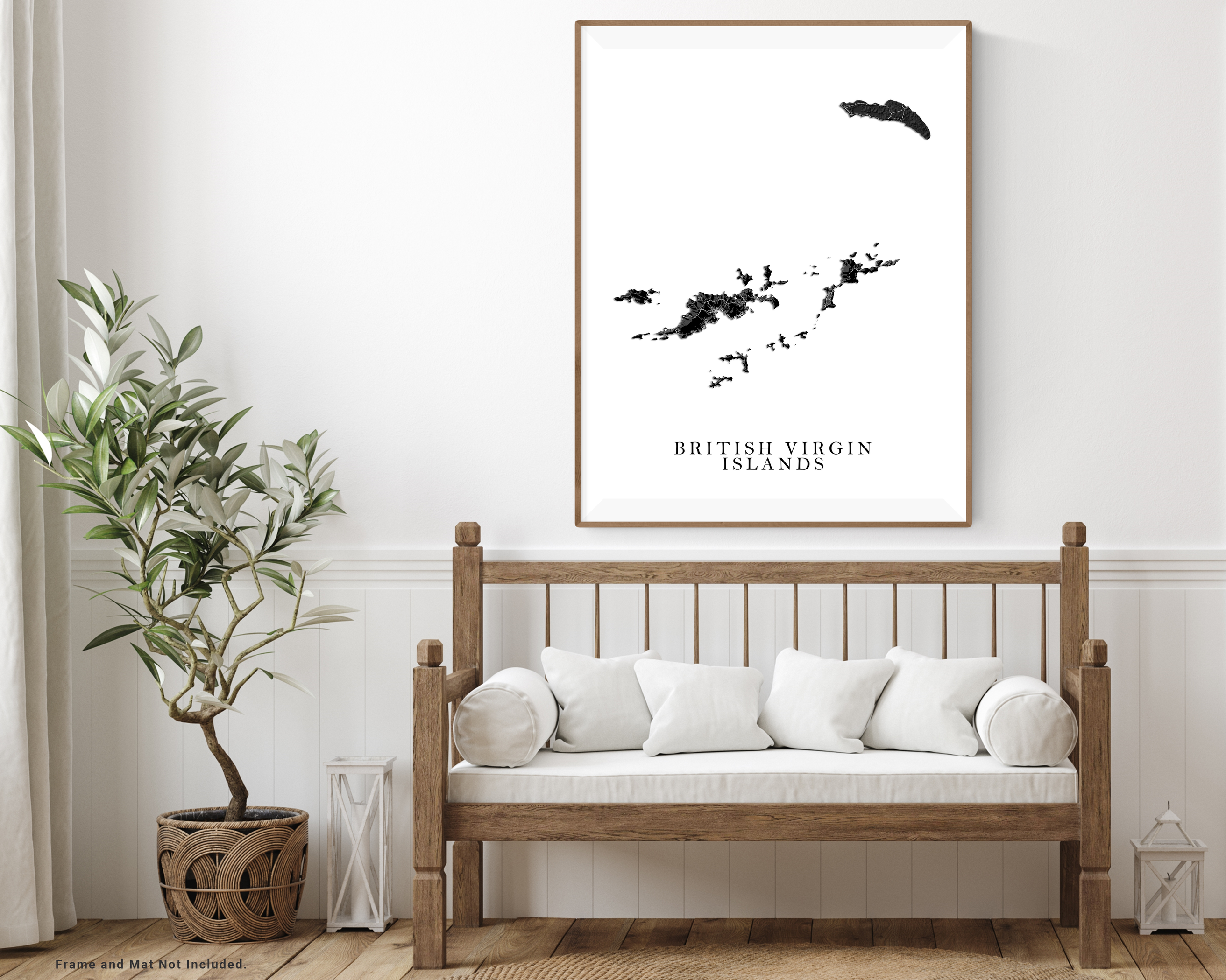 BVI Map Print Poster, Black and White British Virgin Islands Wall Art ...