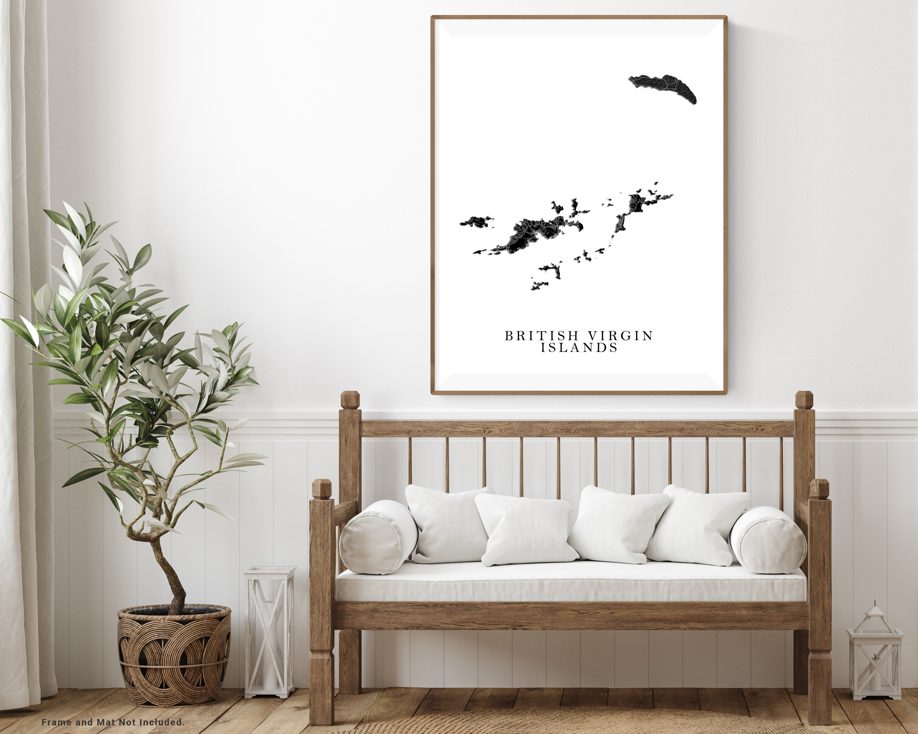 BVI Map Print Poster, Black and White British Virgin Islands Wall Art ...