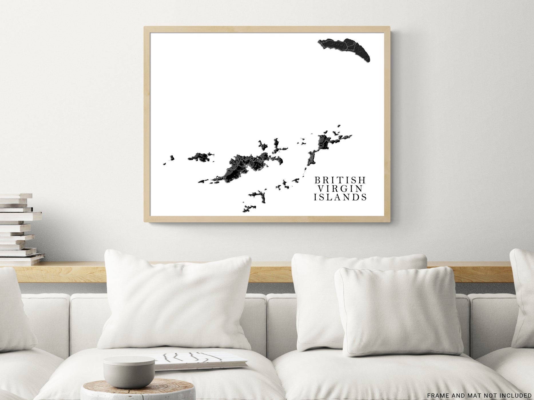BVI Map Print Poster, Black and White British Virgin Islands Wall Art ...