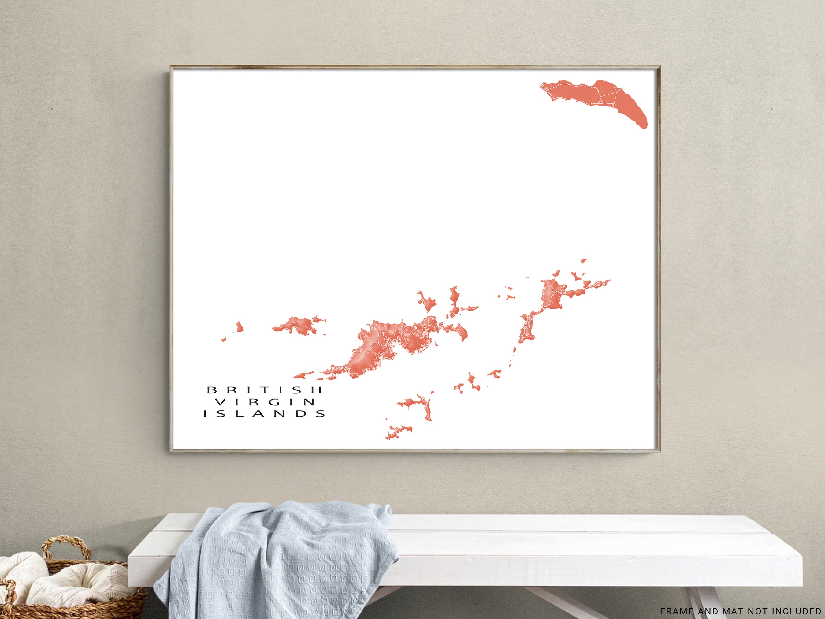 British Virgin Islands Map Print, Topographic BVI Wall Art Poster, Car ...