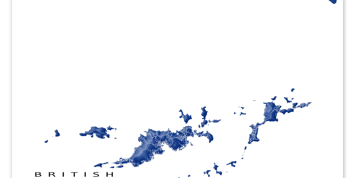 British Virgin Islands Map Print, Topographic BVI Wall Art Poster, Car ...