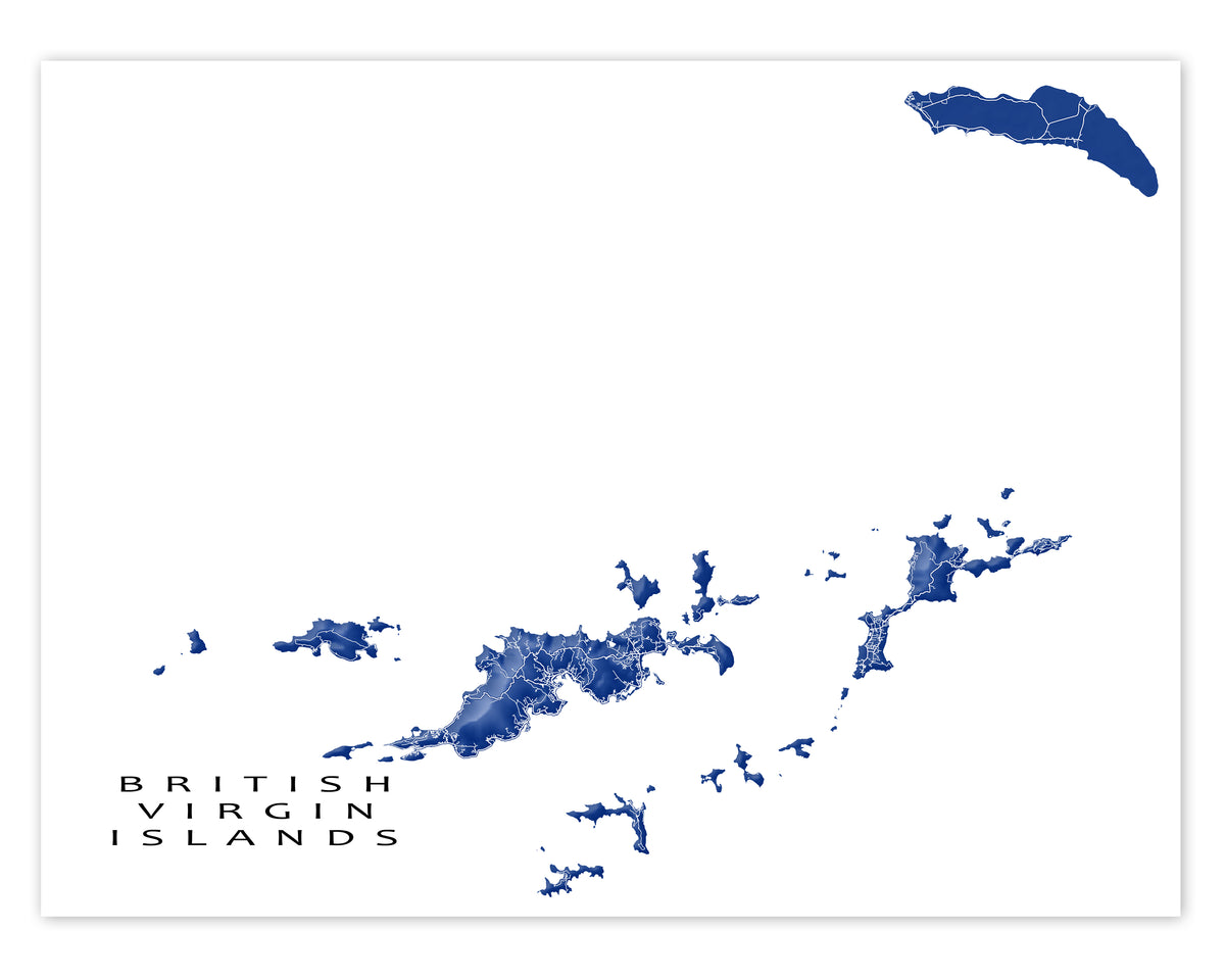 British Virgin Islands Map Print, Topographic BVI Wall Art Poster, Car ...