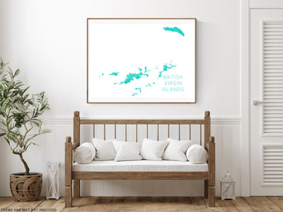 British Virgin Islands Map Print, BVI Wall Art Poster, Tortola Virgin ...