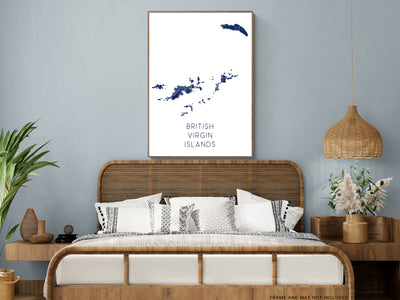 British Virgin Islands Map Print, BVI Wall Art Poster, Tortola Virgin ...