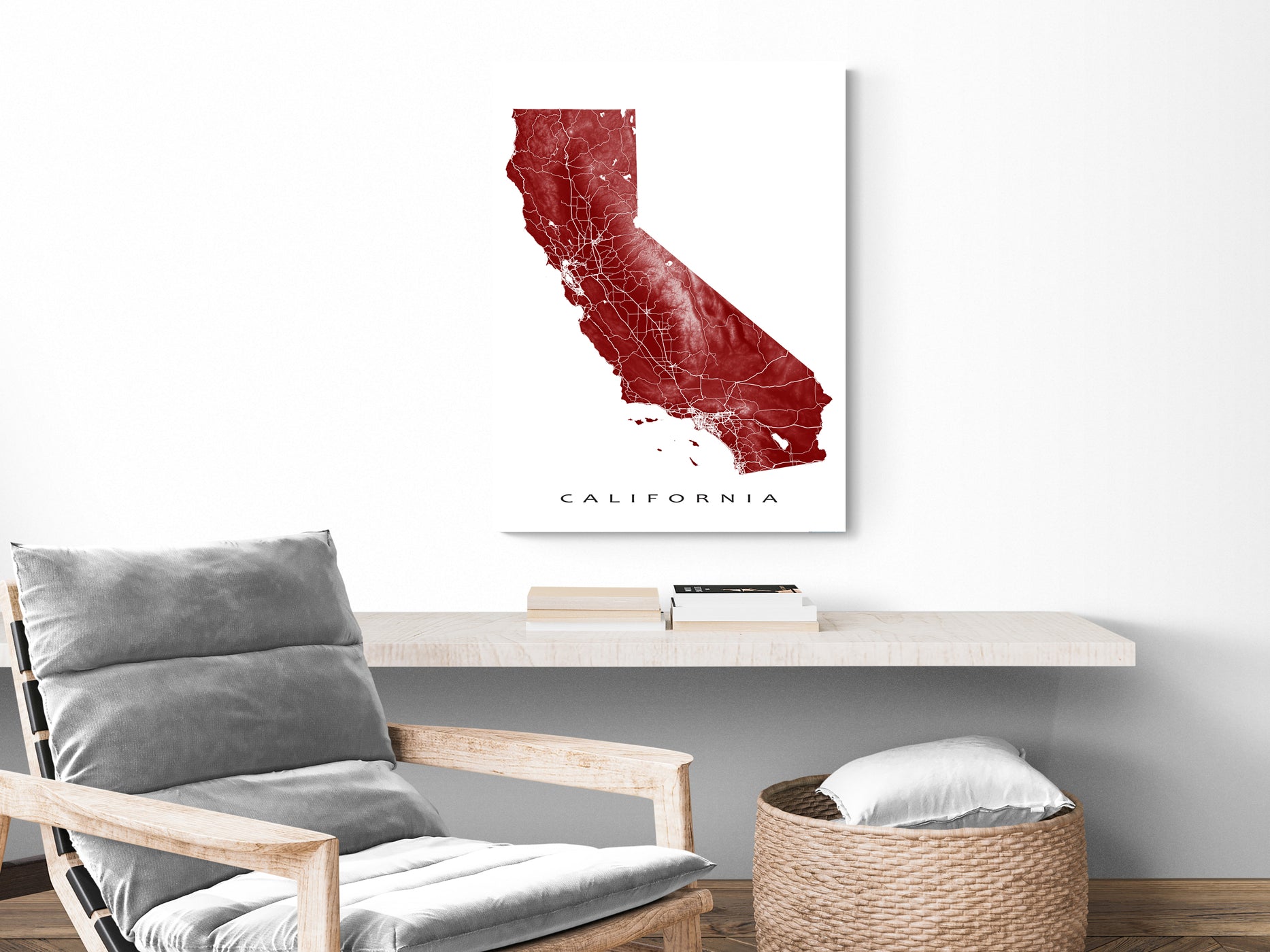California State Map Print Poster, Topographic CA Wall Art Road Maps ...