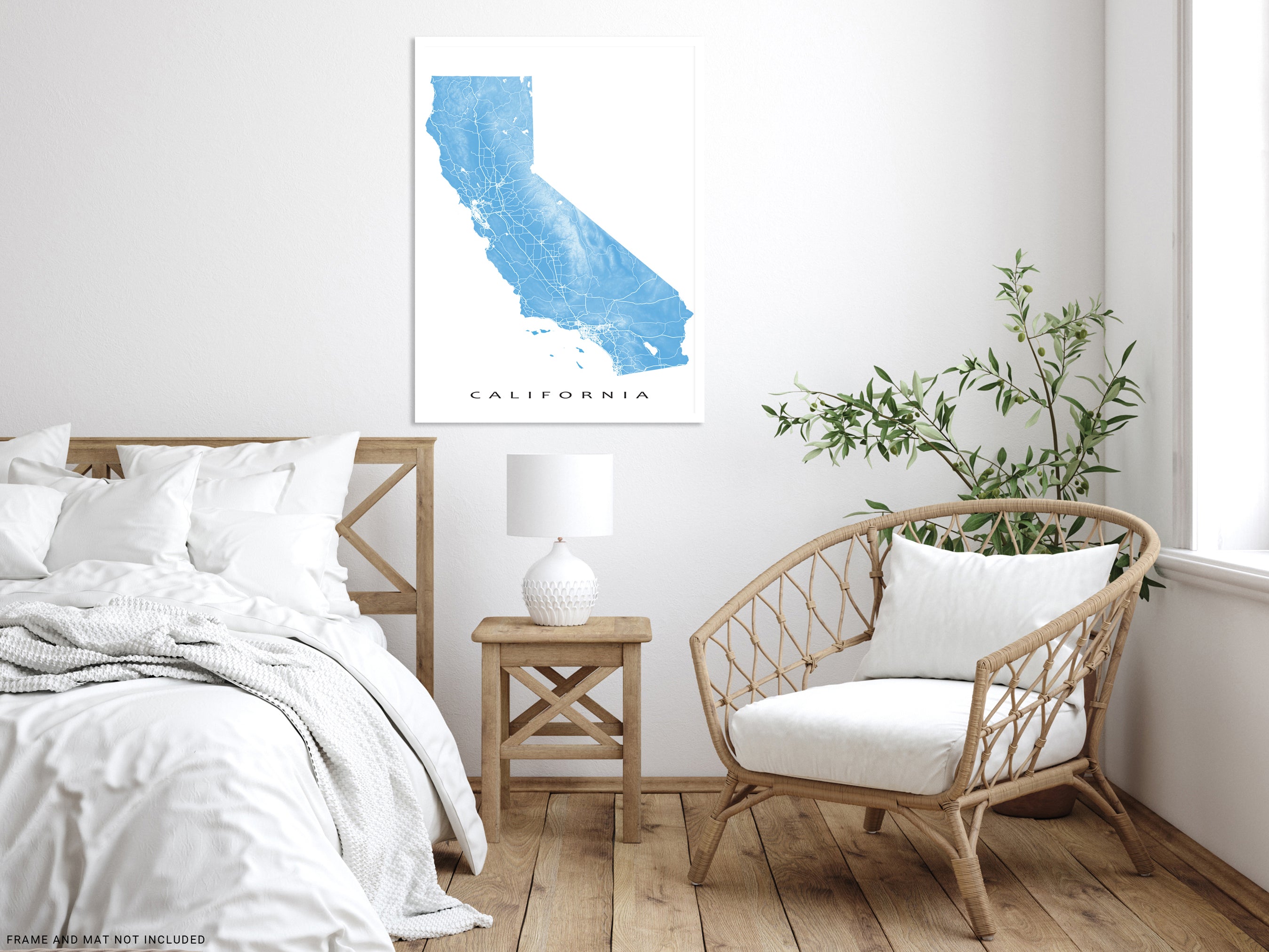 California State Map Print Poster, Topographic CA Wall Art Road Maps ...