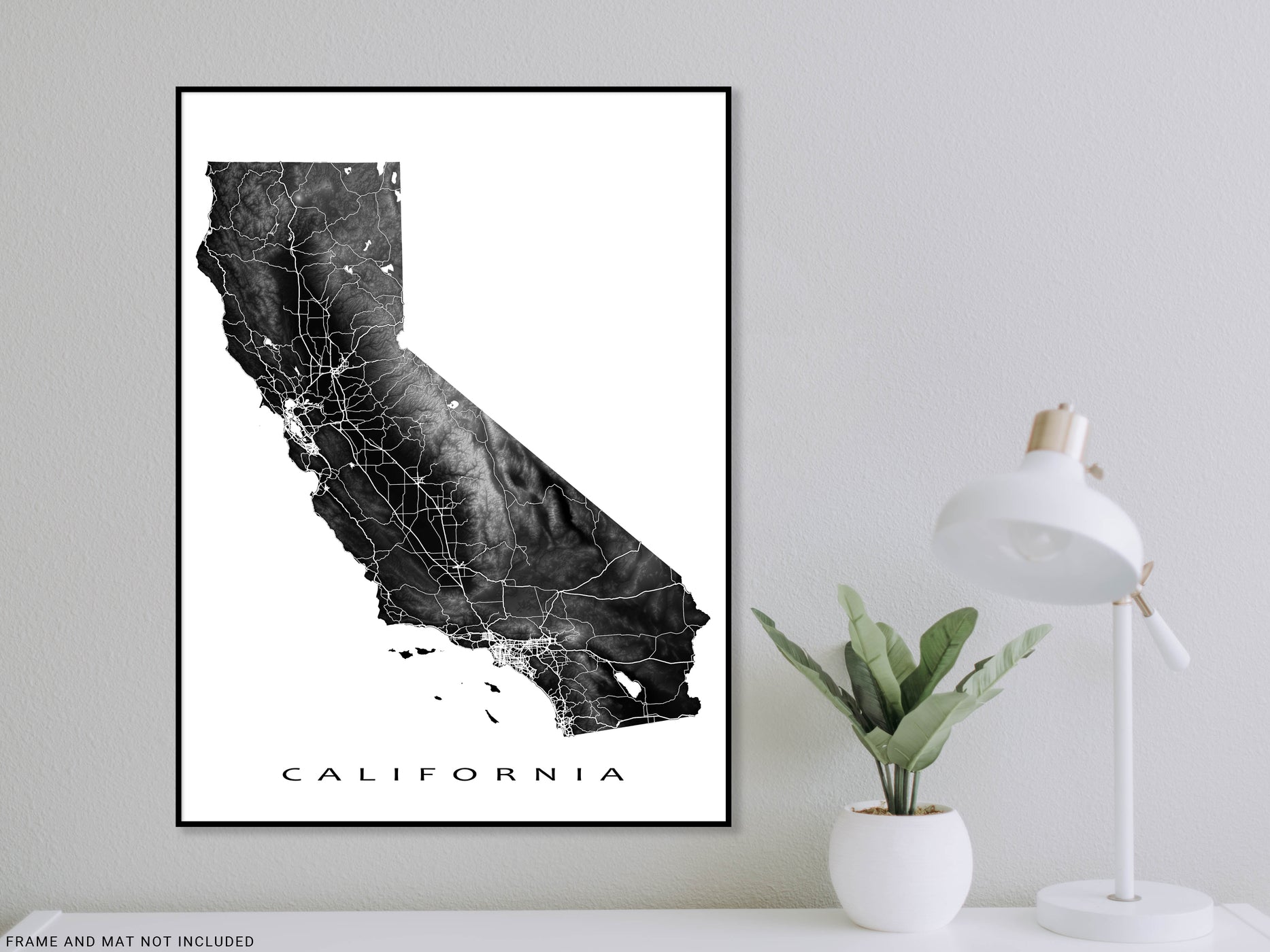 California State Map Print Poster, Topographic CA Wall Art Road Maps ...