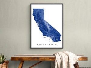 California State Map Print Poster, Topographic CA Wall Art Road Maps ...