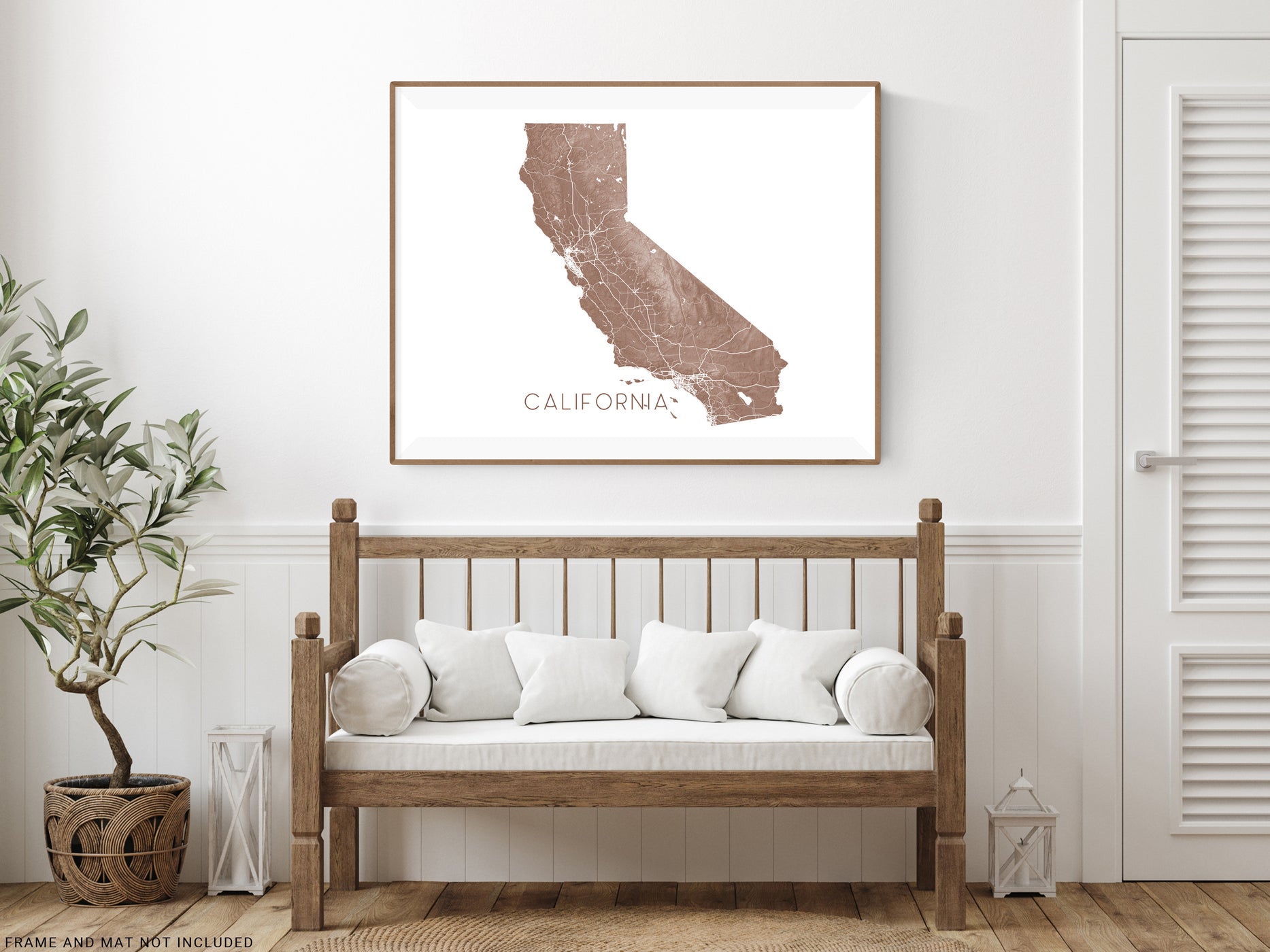 California State Wall Art Map Print Poster - Topographic Map of CA Roa ...