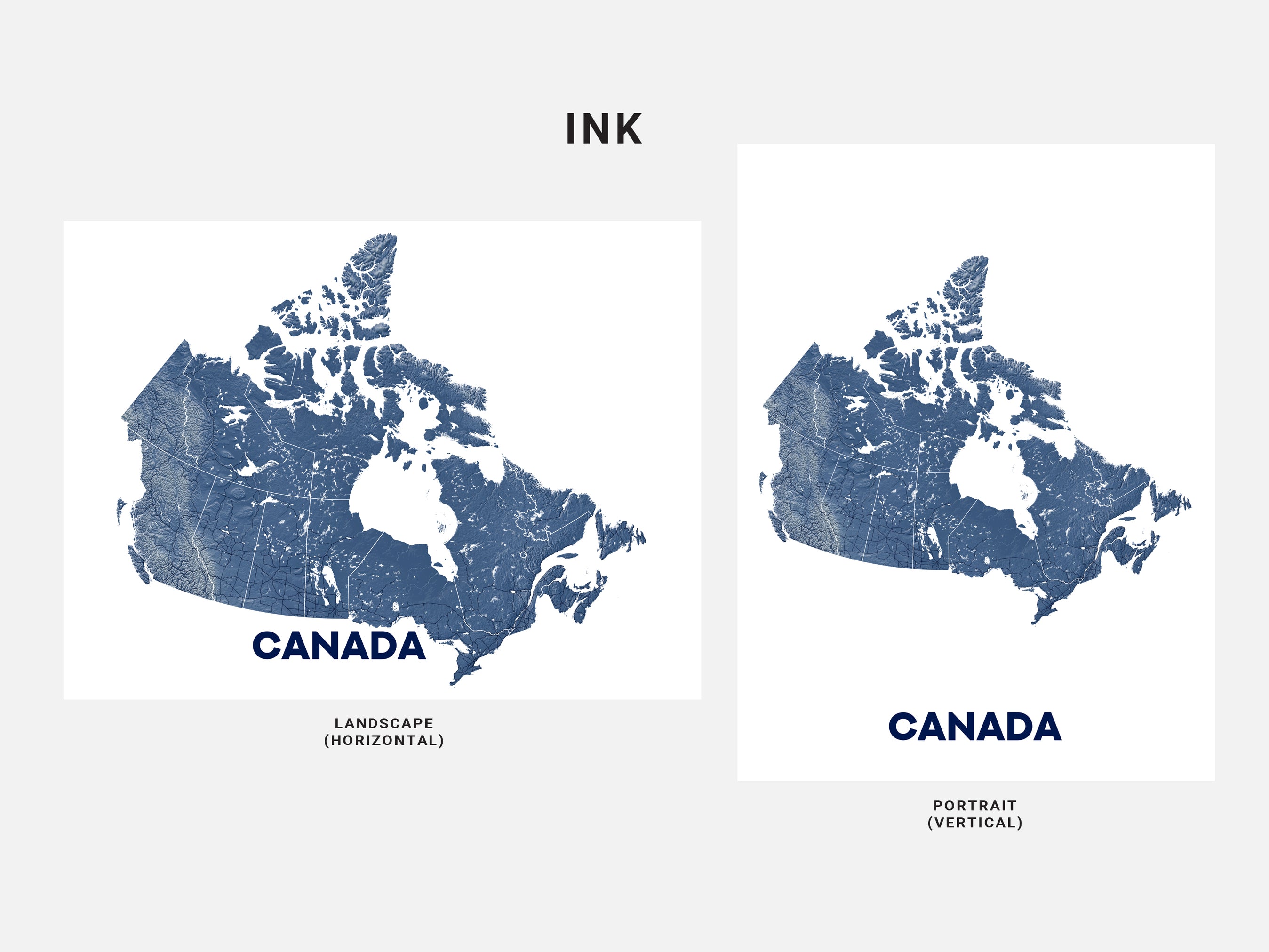 Canada Map Wall Art Print Poster with Landscape Topographic Design, Pr ...