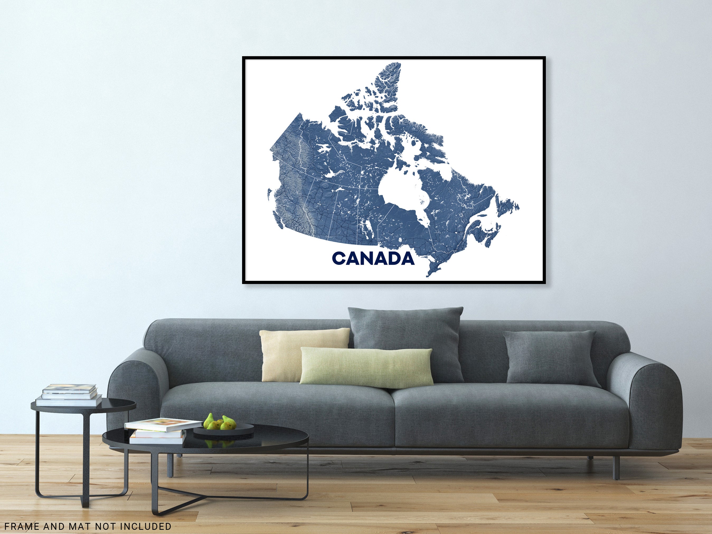 Canada Map Wall Art Print Poster with Landscape Topographic Design, Pr ...