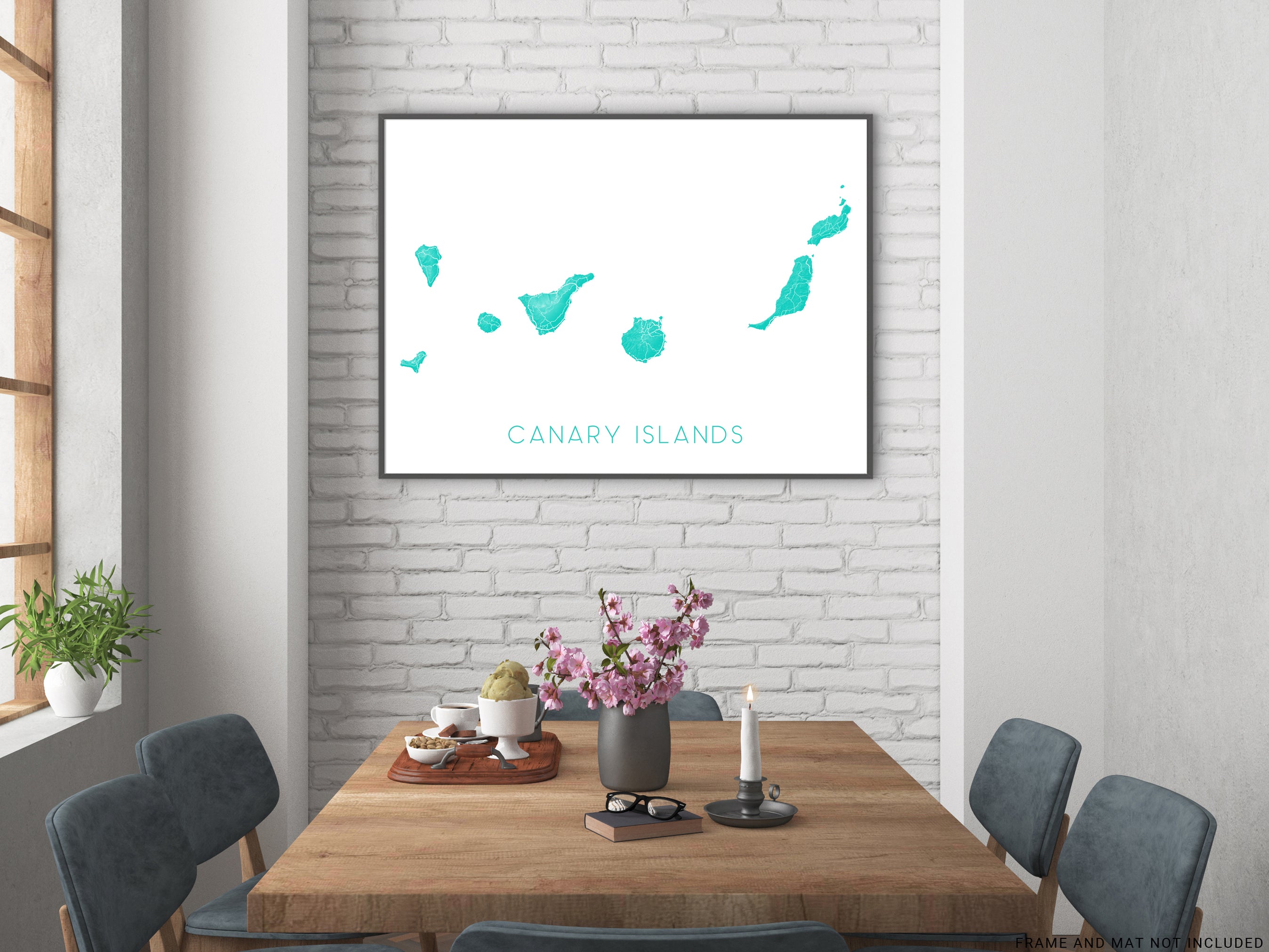 Canary Islands Map of Islas Canarias, Topographic Spain Wall Art Print ...