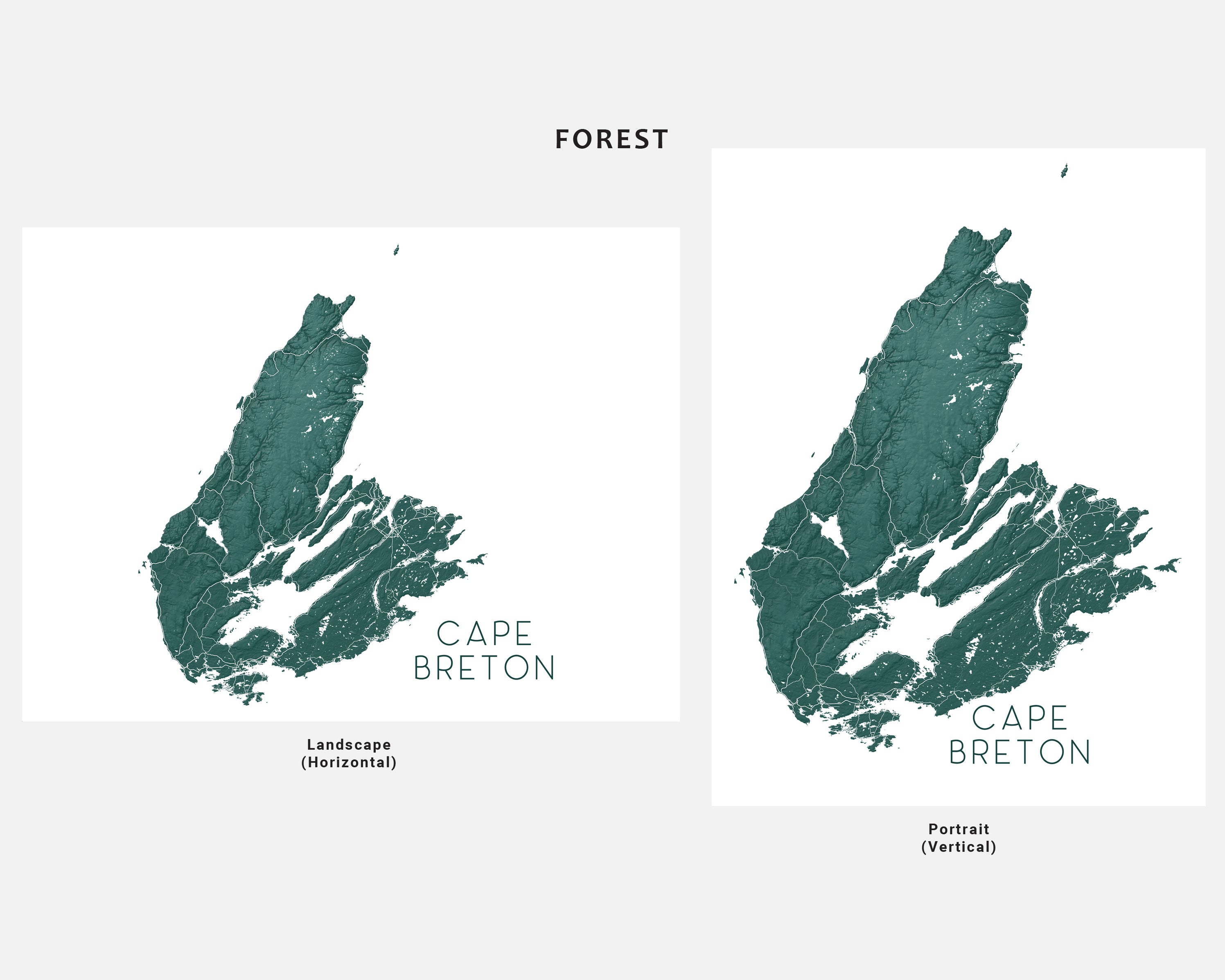 Cape Breton Map Wall Art Print Poster, Topographic Road Map of Cape Br ...