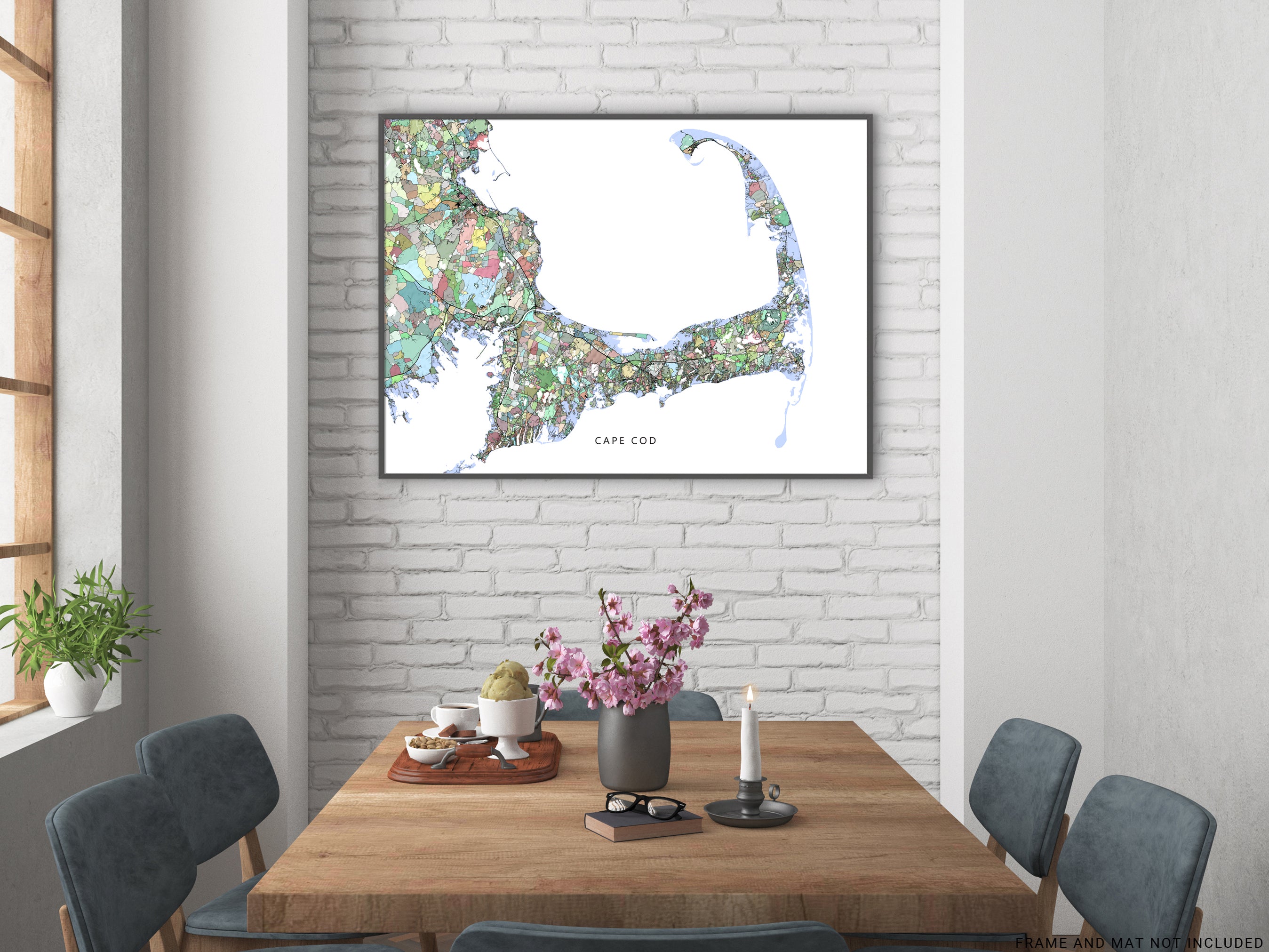 Cape Cod Map Wall Art Print Poster, Colorful Geometric Design, Massach ...