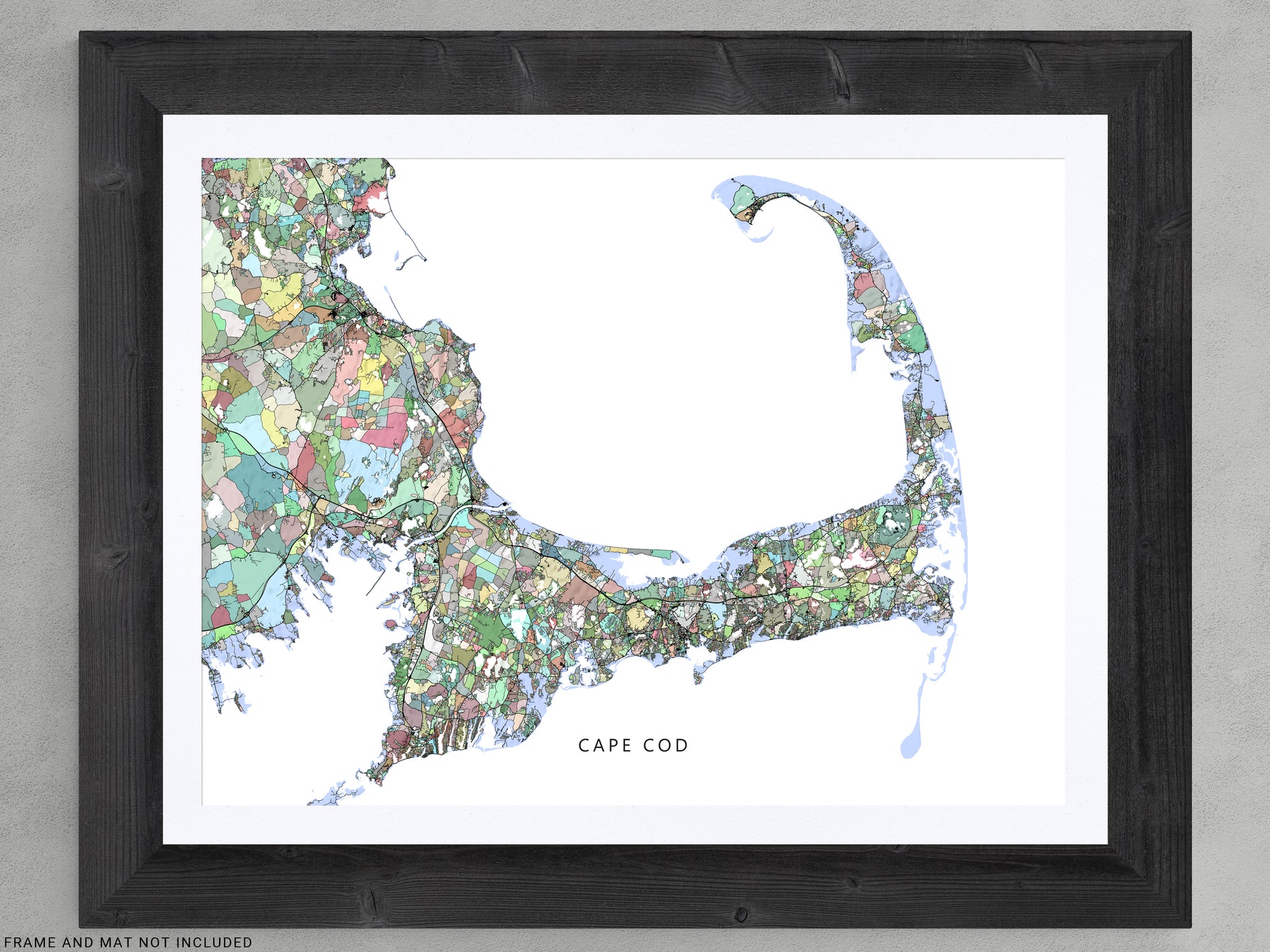 Cape Cod Map Wall Art Print Poster, Colorful Geometric Design, Massach ...