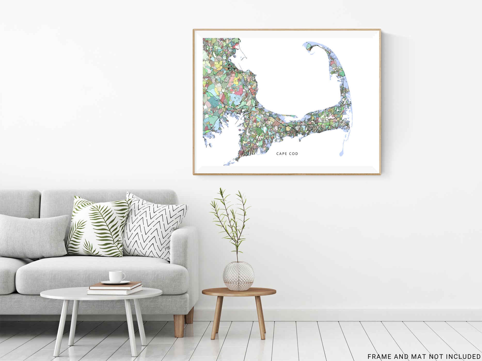 Cape Cod Map Wall Art Print Poster, Colorful Geometric Design, Massach ...