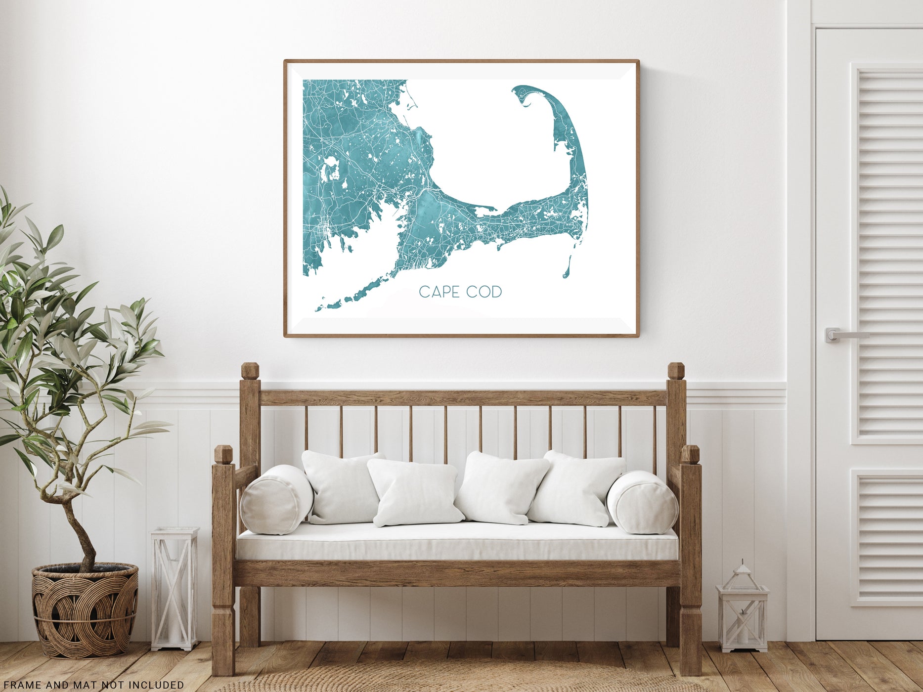 Cape Cod Map of Cape Cod Wall Art Print Poster, Turquoise Topographic ...