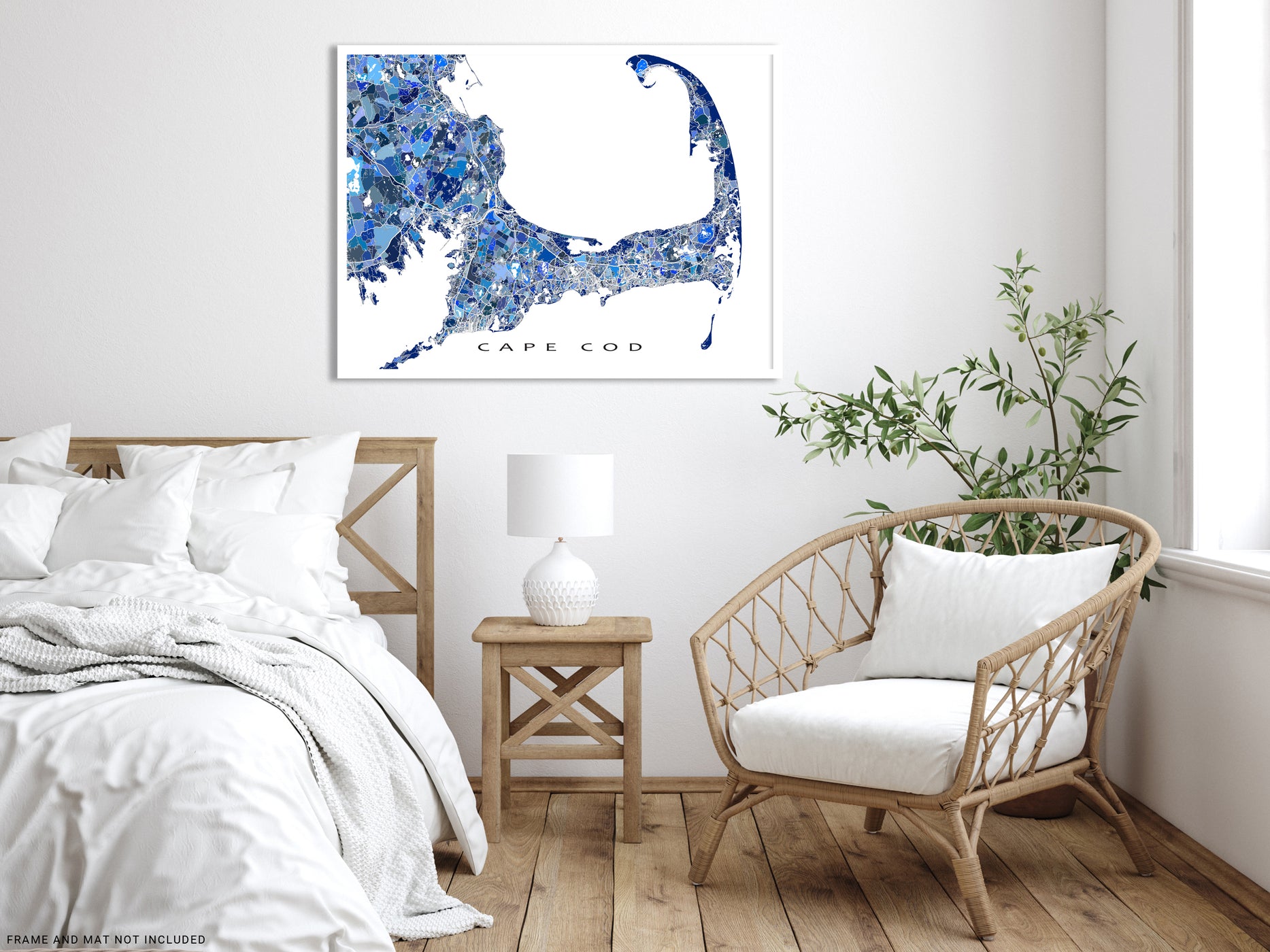 Cape Cod Map Print Poster, Blue Geometric Cap Cod Wall Art Prints, Mas ...