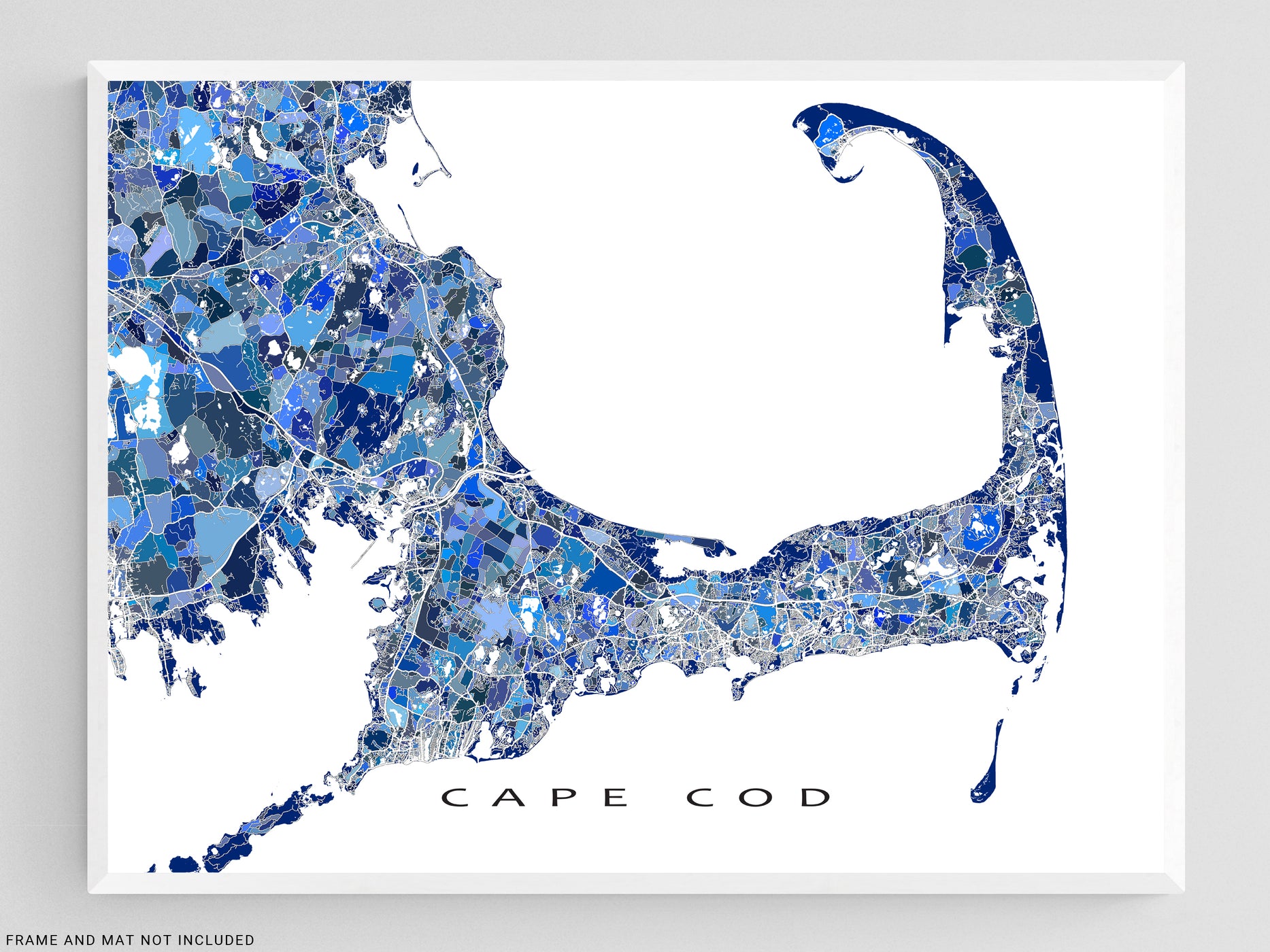 Cape Cod Map Print Poster, Blue Geometric Cap Cod Wall Art Prints, Mas ...