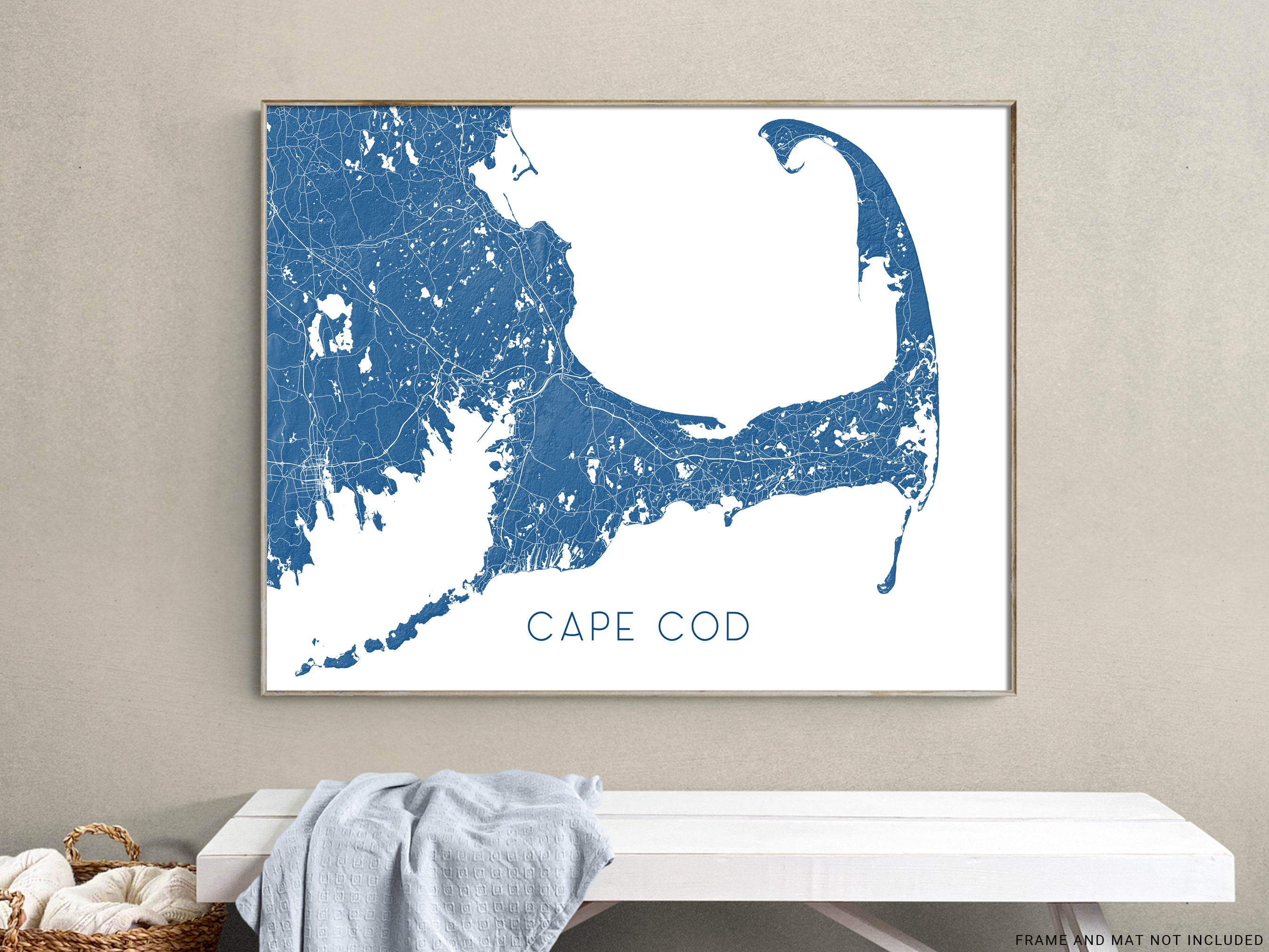 Cape Cod Map Wall Art Print Poster, Massachusetts Decor Road Maps, Pro ...