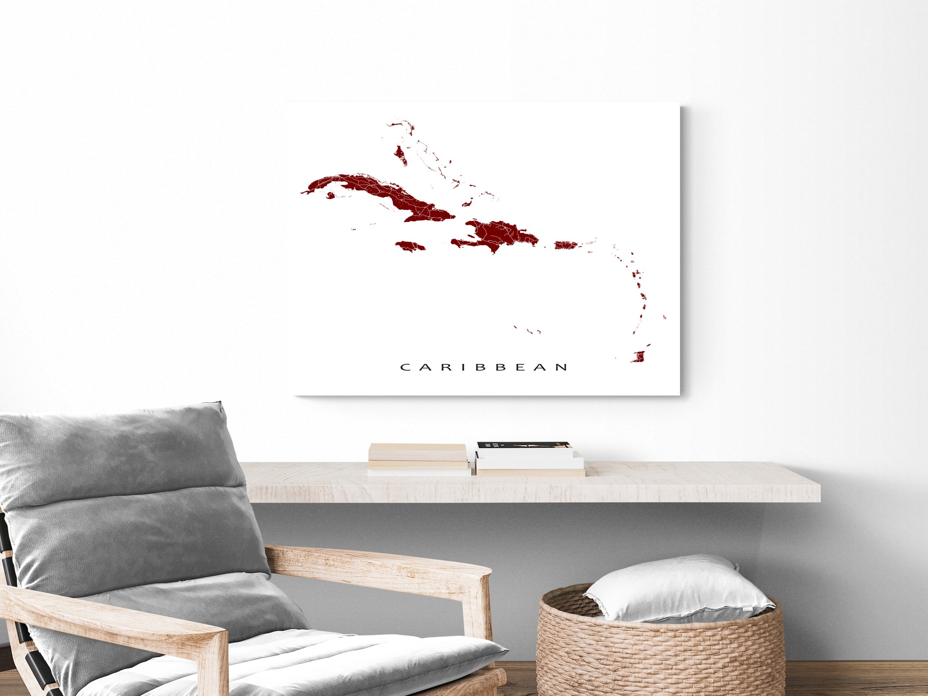 Caribbean Islands Map Wall Art Print Poster, Jamaica USVI Bahamas Caym ...