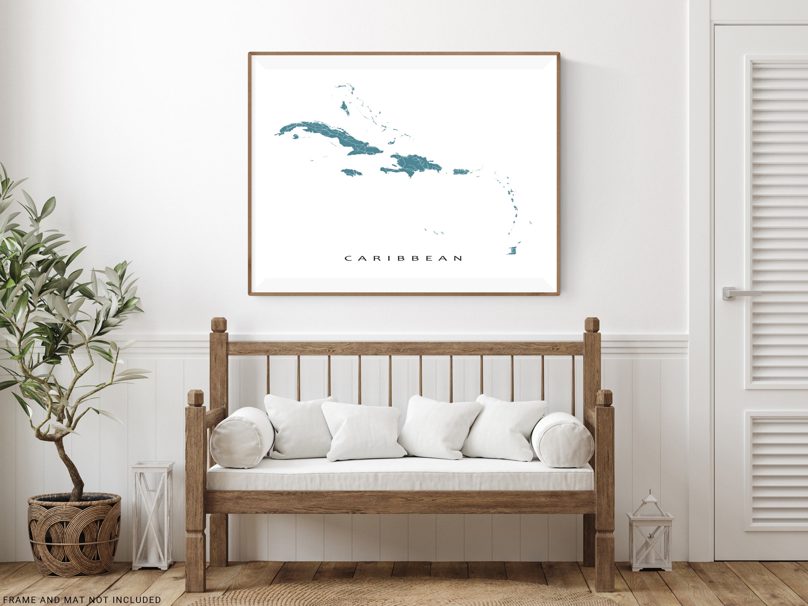 Caribbean Islands Map Wall Art Print Poster, Jamaica USVI Bahamas Caym ...