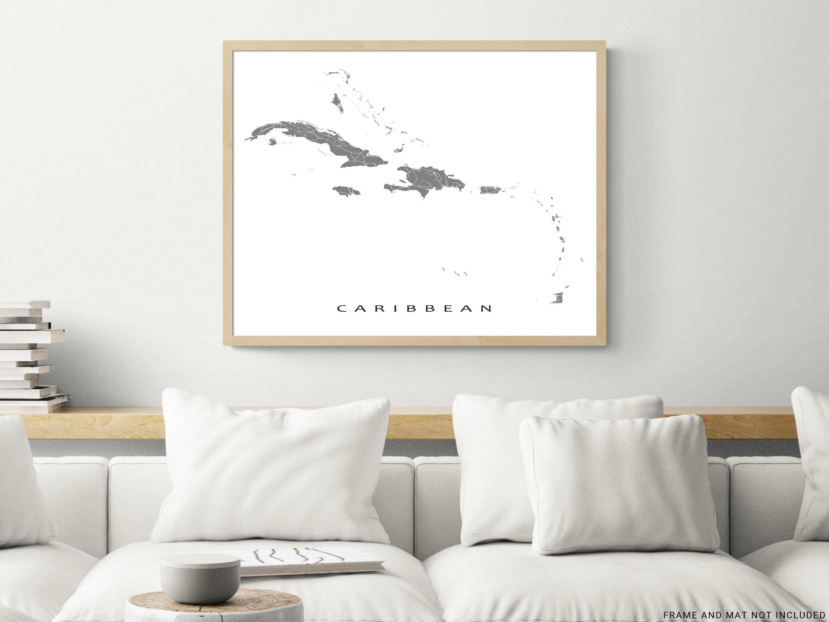 Caribbean Islands Map Wall Art Print Poster, Jamaica USVI Bahamas Caym ...