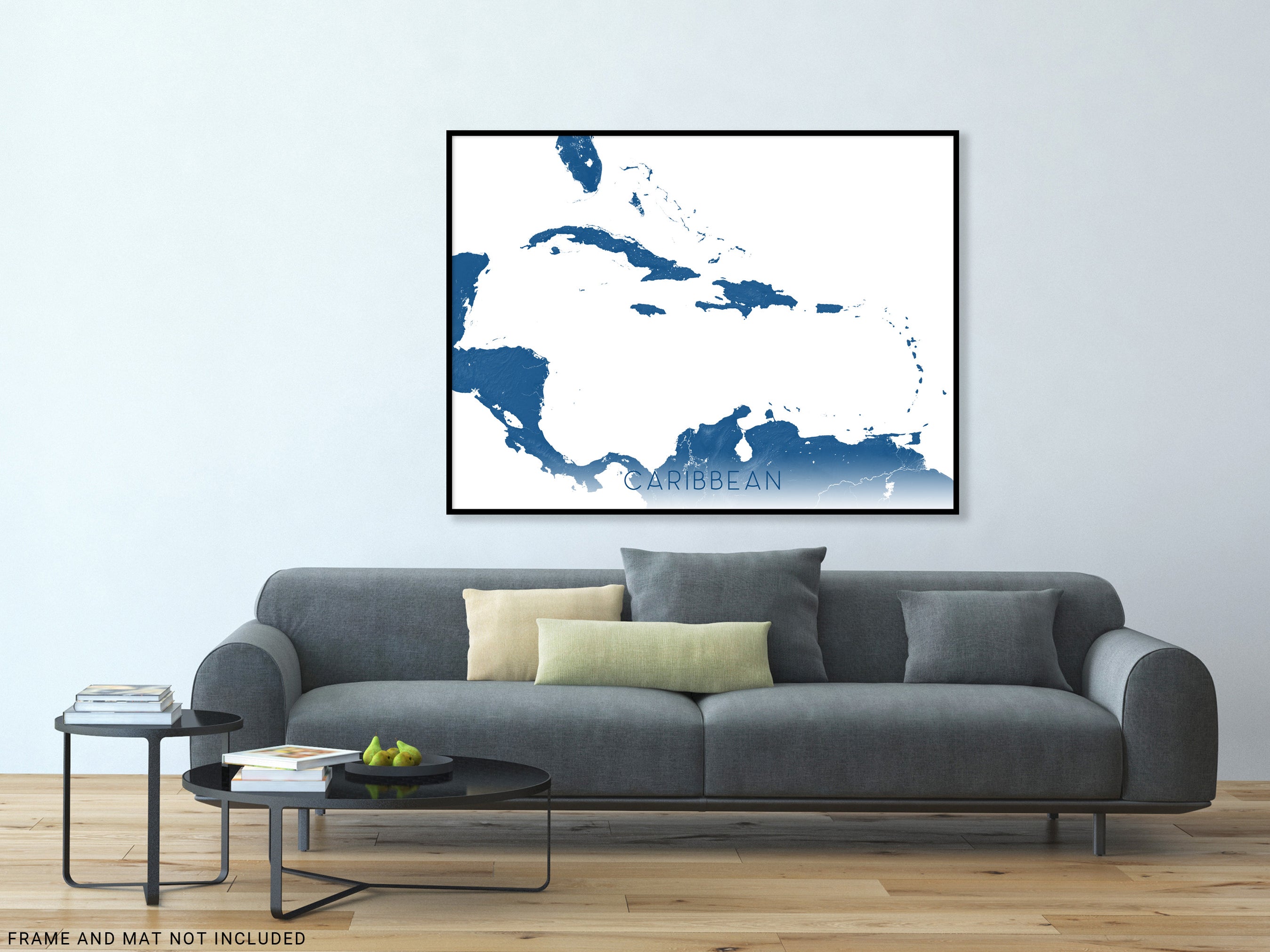 Caribbean Island Map Print Poster, Wall Art Map of the Islands in the ...
