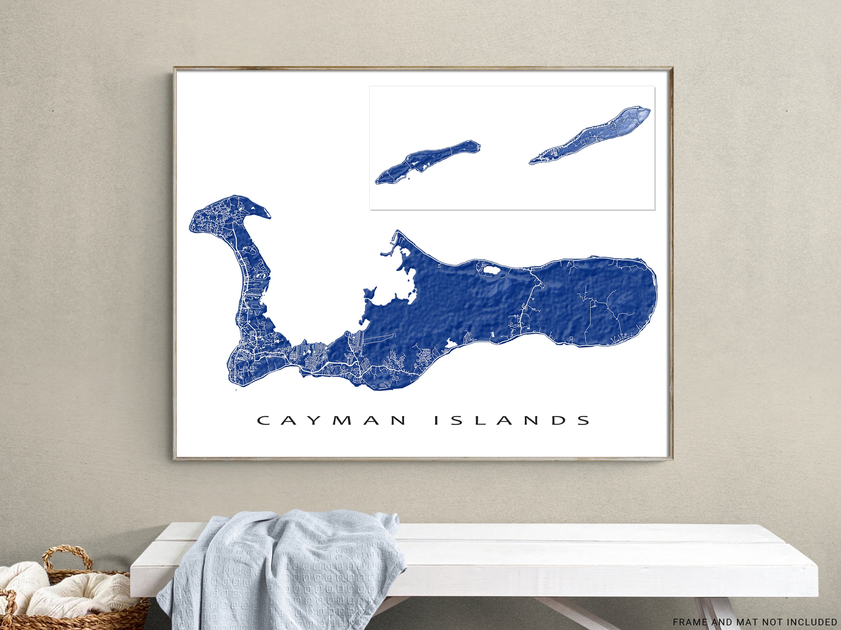 Cayman Islands Map Wall Art Print Poster, Caribbean Islands Maps, Gran ...