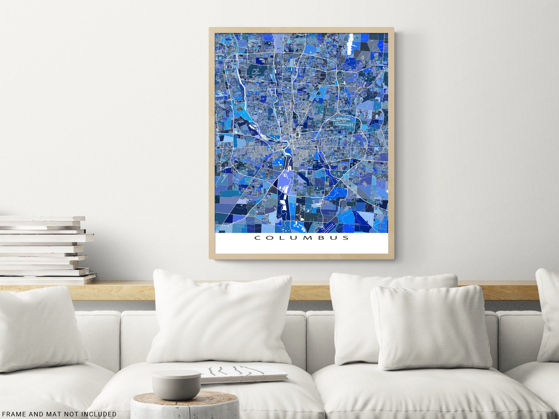 Columbus Ohio Wall Art Map Print, Blue Geometric OH City Street Poster ...