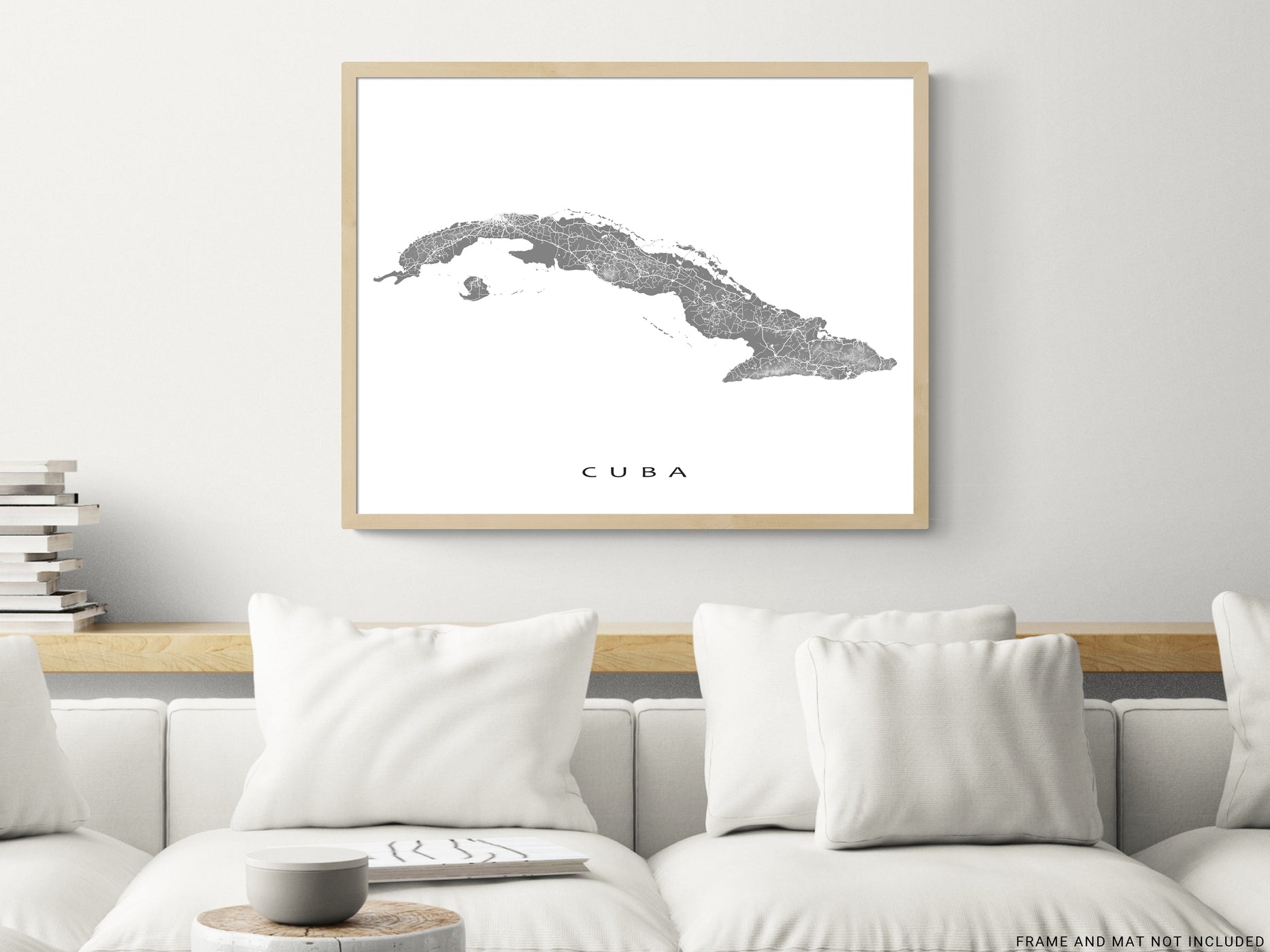 Cuba Island Map Wall Art Print Poster, Caribbean Islands Street Road M ...