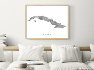 Cuba Island Map Wall Art Print Poster, Caribbean Islands Street Road M ...