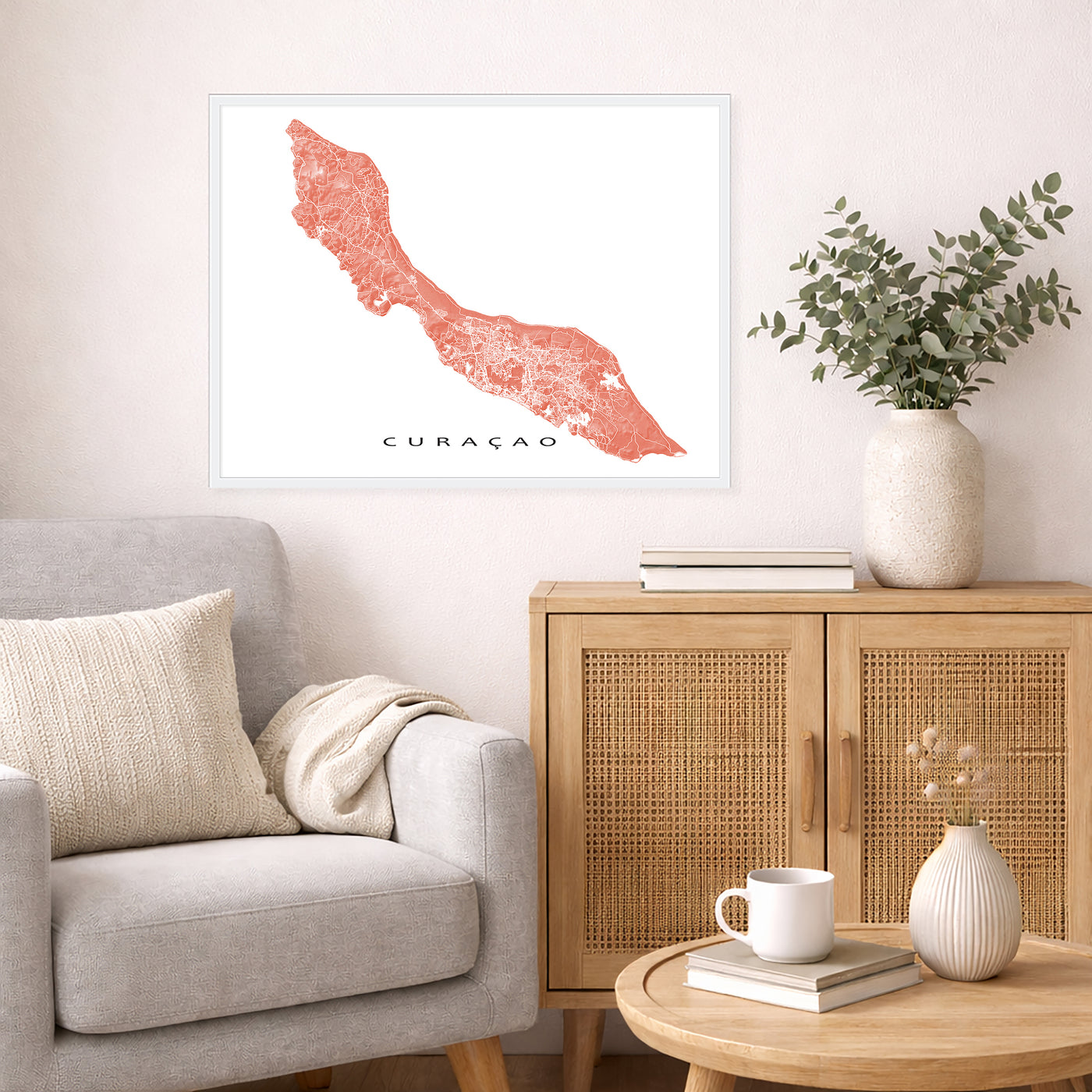 Curacao Map: Topographic Island Wall Art Print Poster — Maps As Art