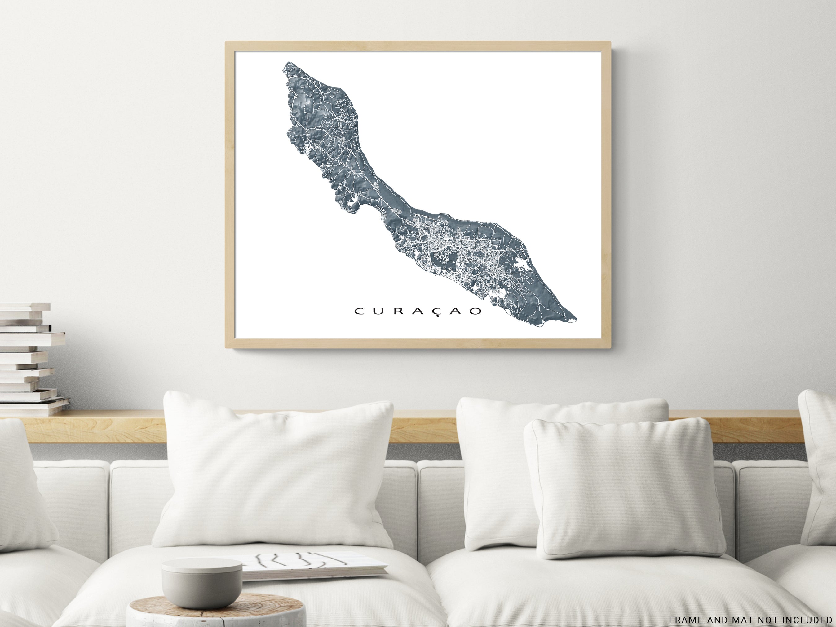 Curacao Map: Topographic Island Wall Art Print Poster — Maps As Art