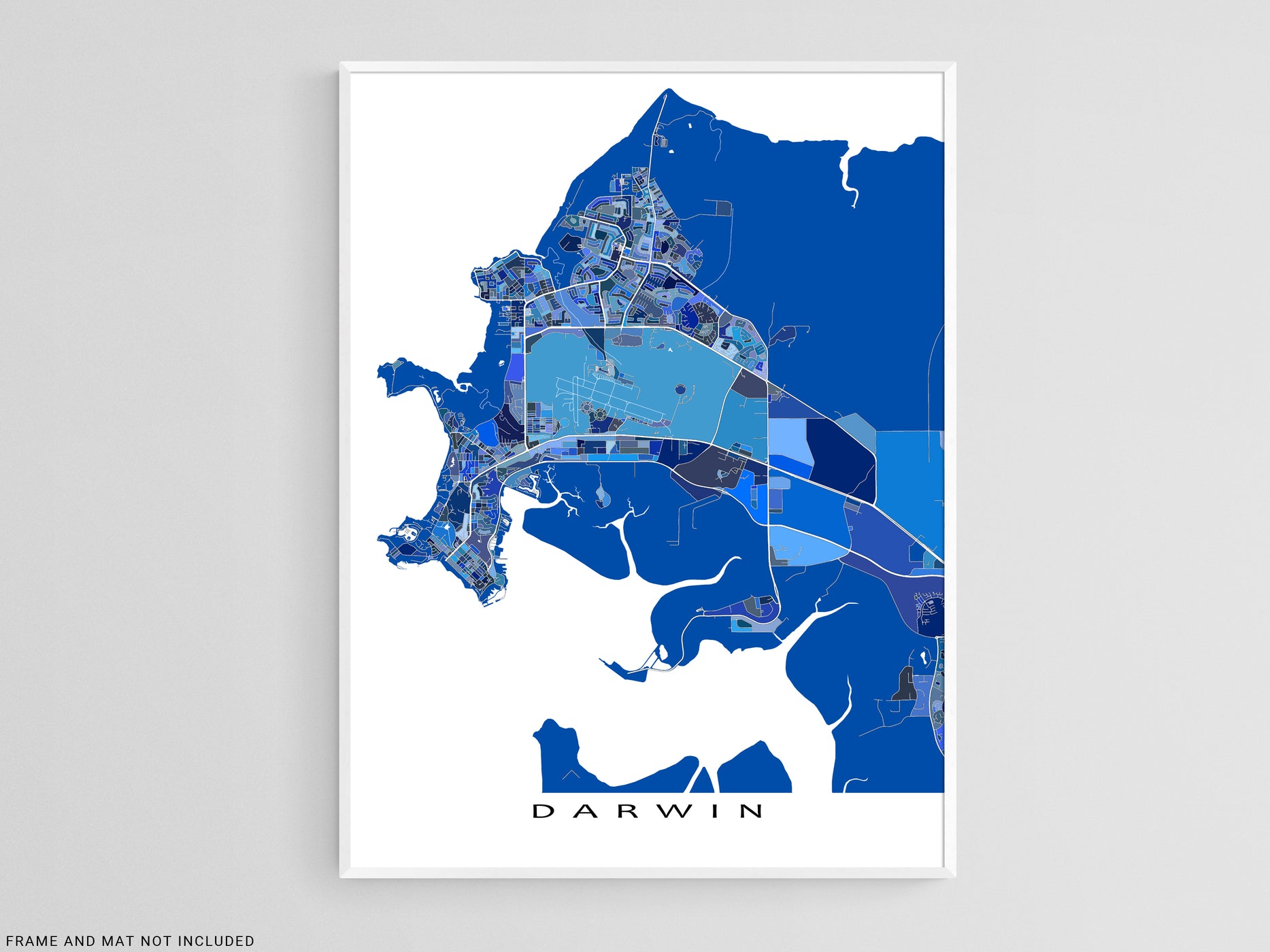 Darwin Australia City Map Poster with Blue Geometric Art Design — Maps ...