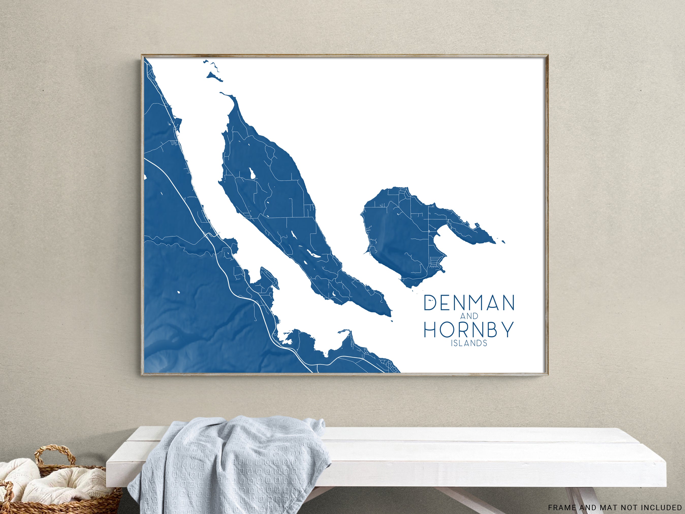 Denman and Hornby Islands Map Wall Art Print Poster - BC Canada Poster ...