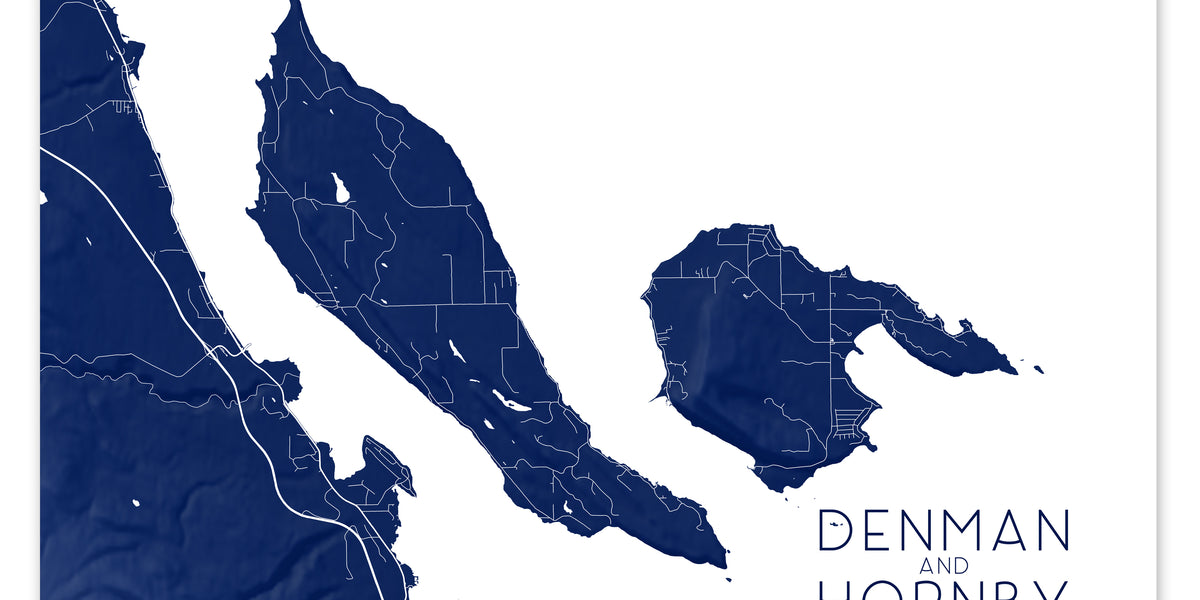 Denman and Hornby Islands Map Wall Art Print Poster - BC Canada Poster ...