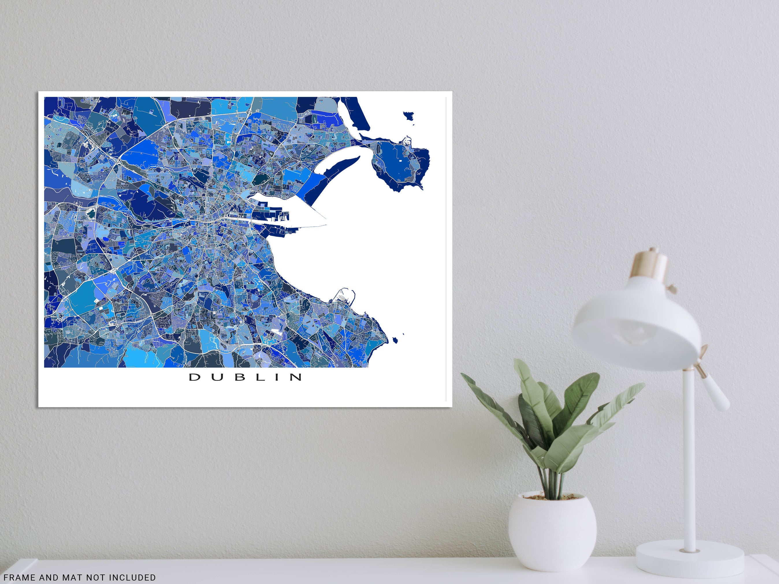 Dublin Map Print, Blue Geometric Ireland Wall Art Poster Maps — Maps As Art