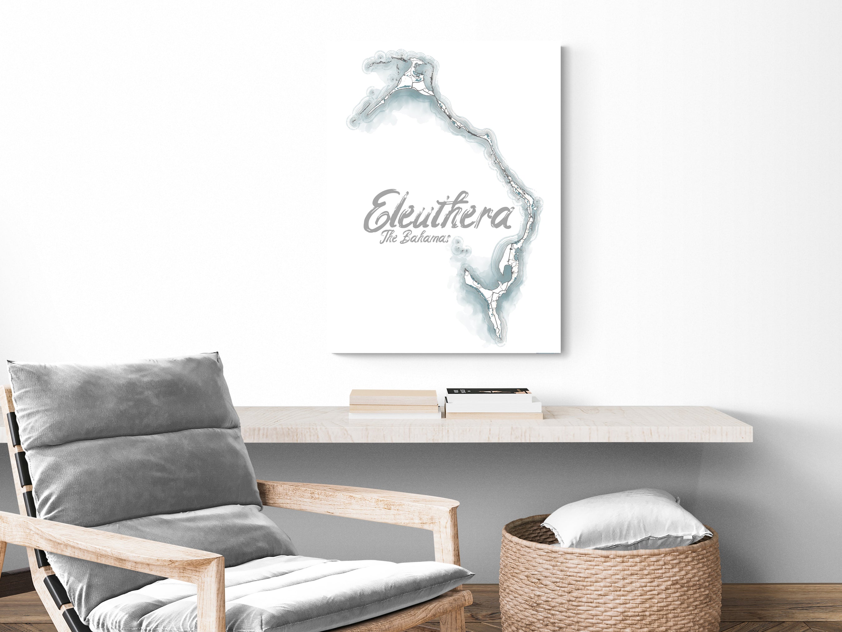 Eleuthera Map Wall Art Print Poster, The Bahamas Island Caribbean Wate ...