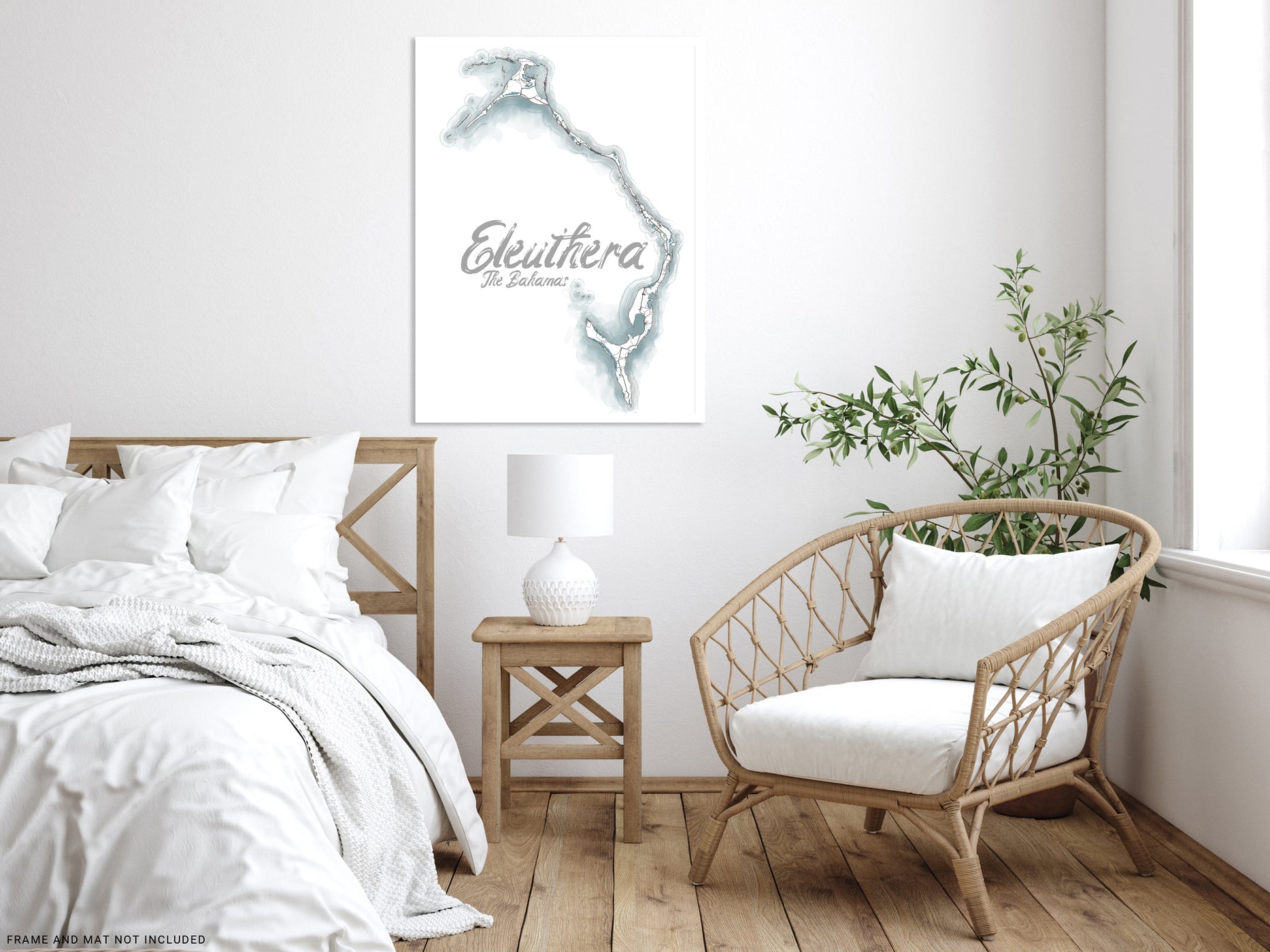 Eleuthera Map Wall Art Print Poster, The Bahamas Island Caribbean Wate ...
