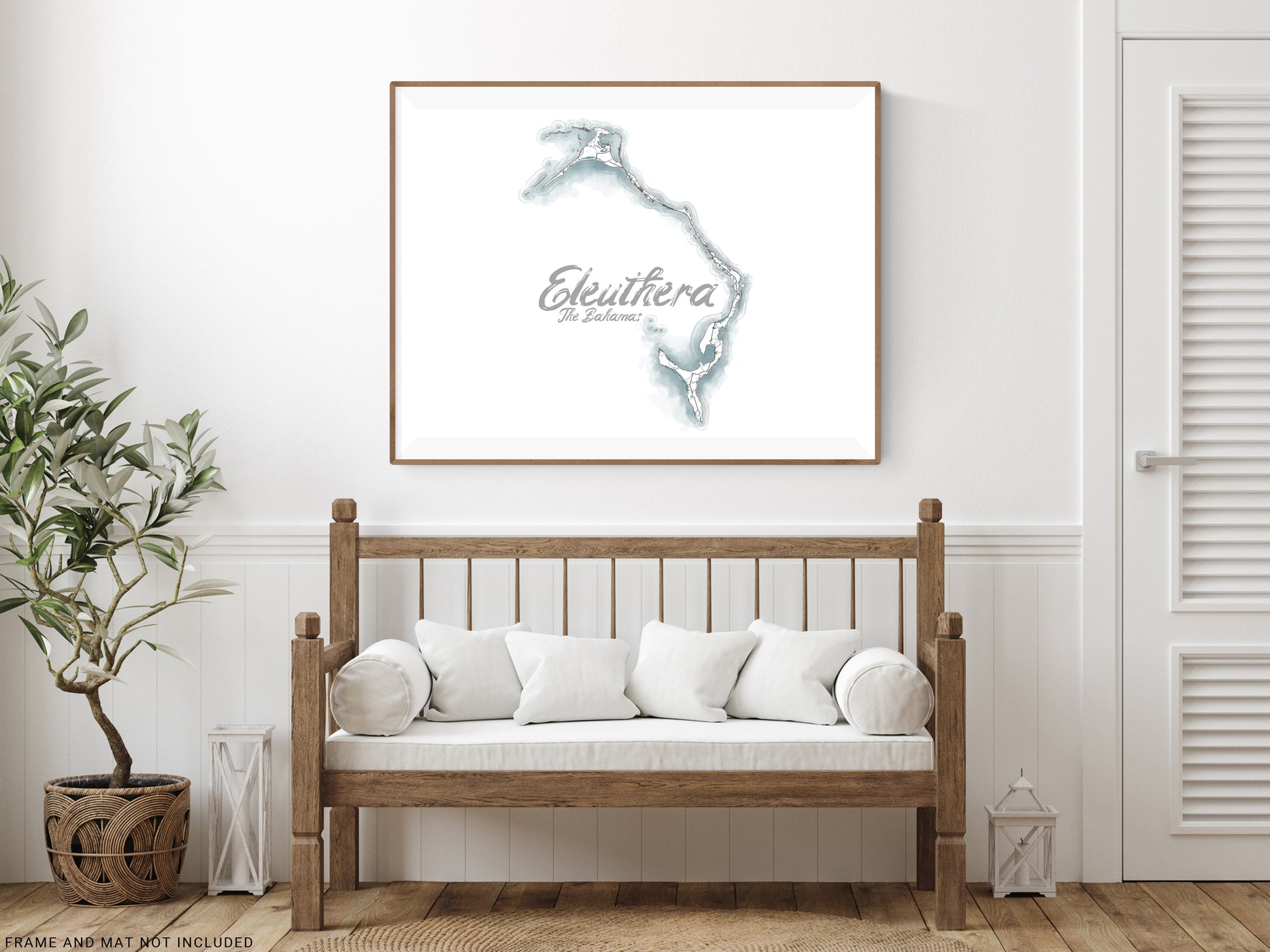 Eleuthera Map Wall Art Print Poster, The Bahamas Island Caribbean Wate ...