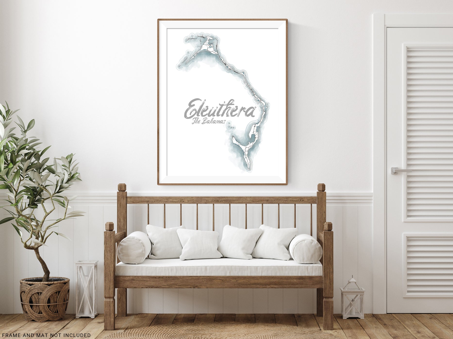 Eleuthera Map Wall Art Print Poster, The Bahamas Island Caribbean Wate ...