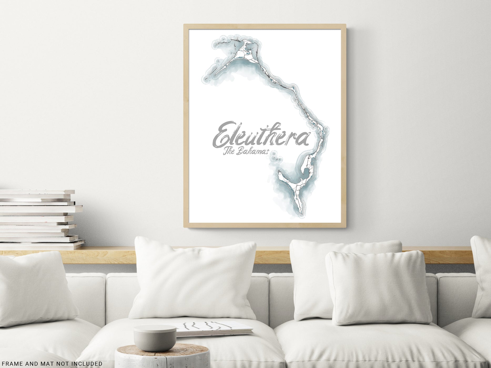 Eleuthera Map Wall Art Print Poster, The Bahamas Island Caribbean Wate ...