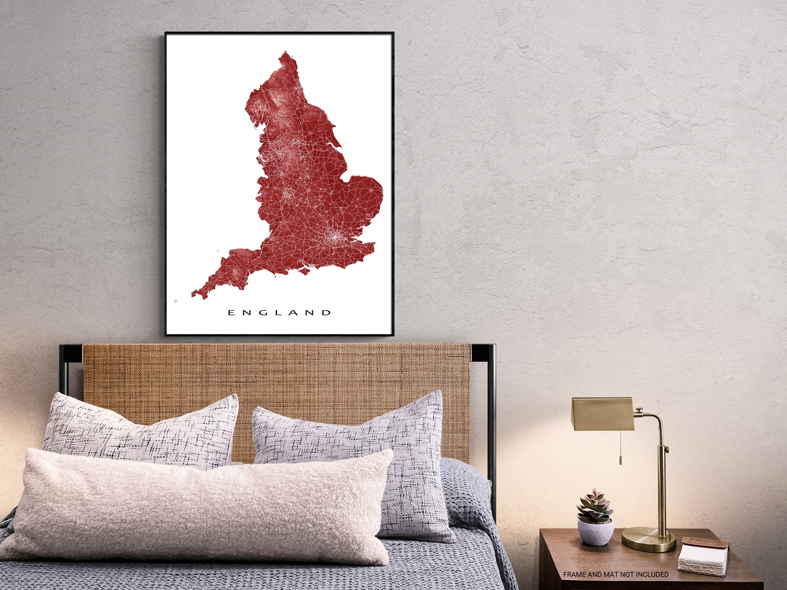 England Map Wall Art Print Poster, Topographic UK Country Road Maps, L ...