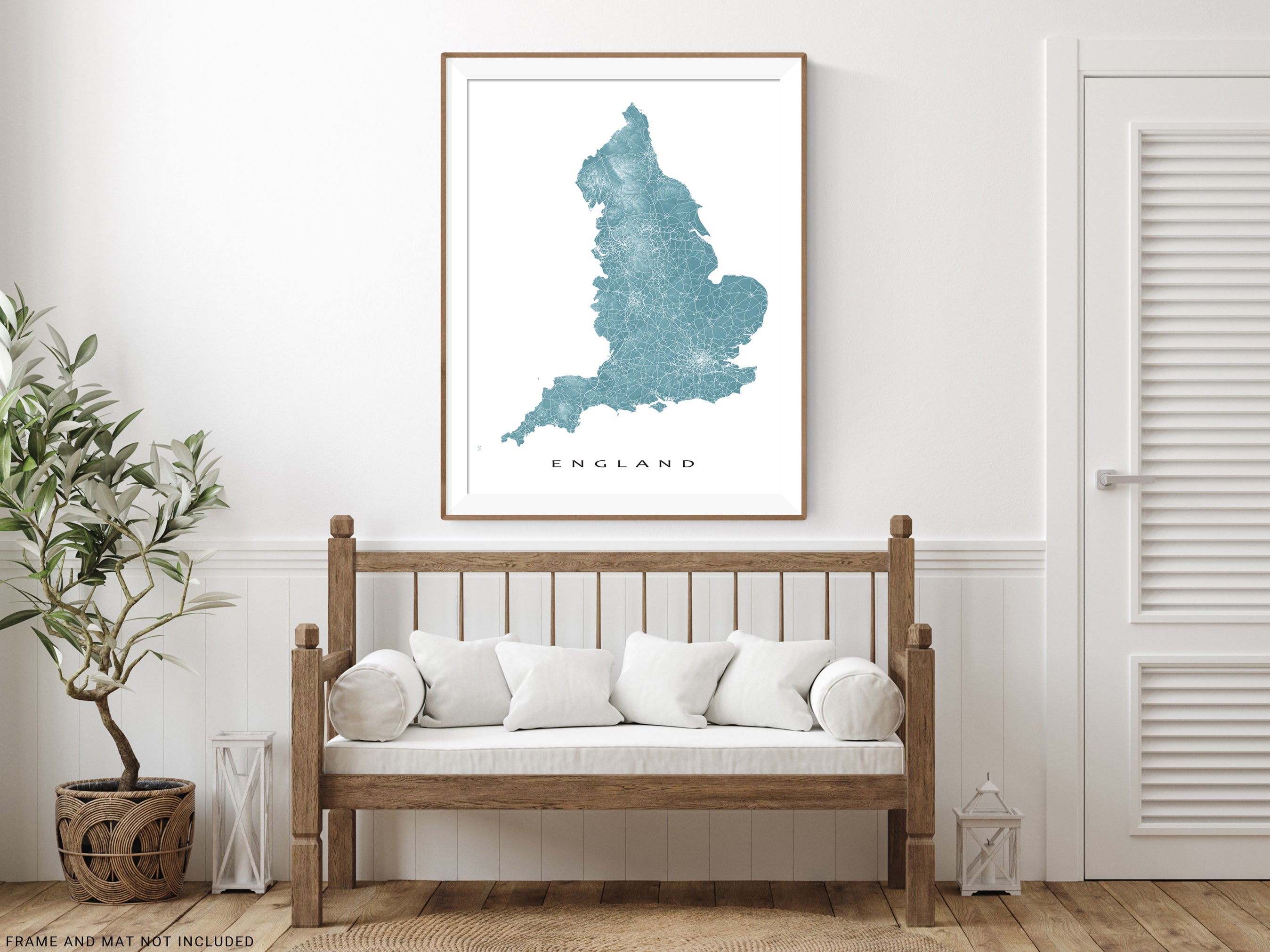 England Map Wall Art Print Poster, Topographic UK Country Road Maps, L ...