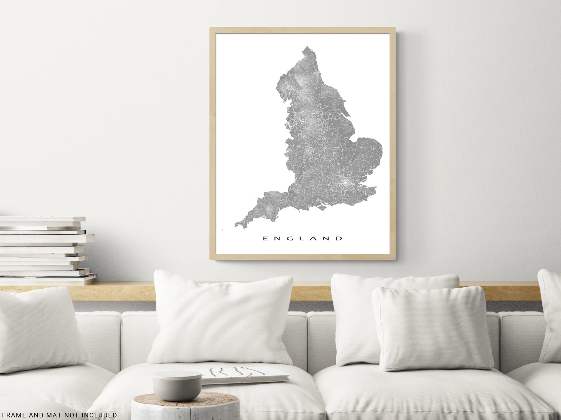 England Map Wall Art Print Poster, Topographic UK Country Road Maps, L ...