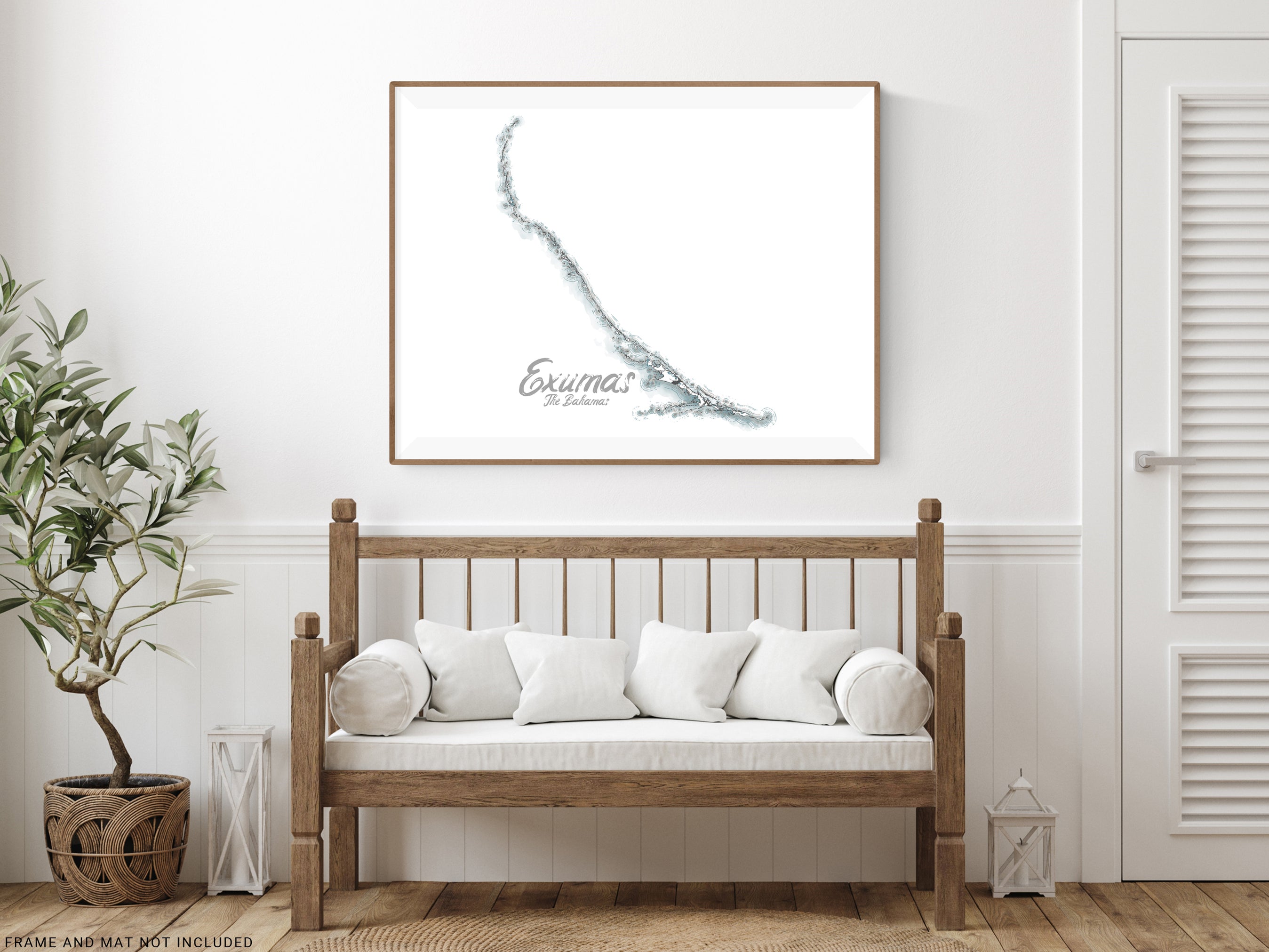 Exumas Islands Map Wall Art Print Poster, Exuma, The Bahamas Island Ca ...
