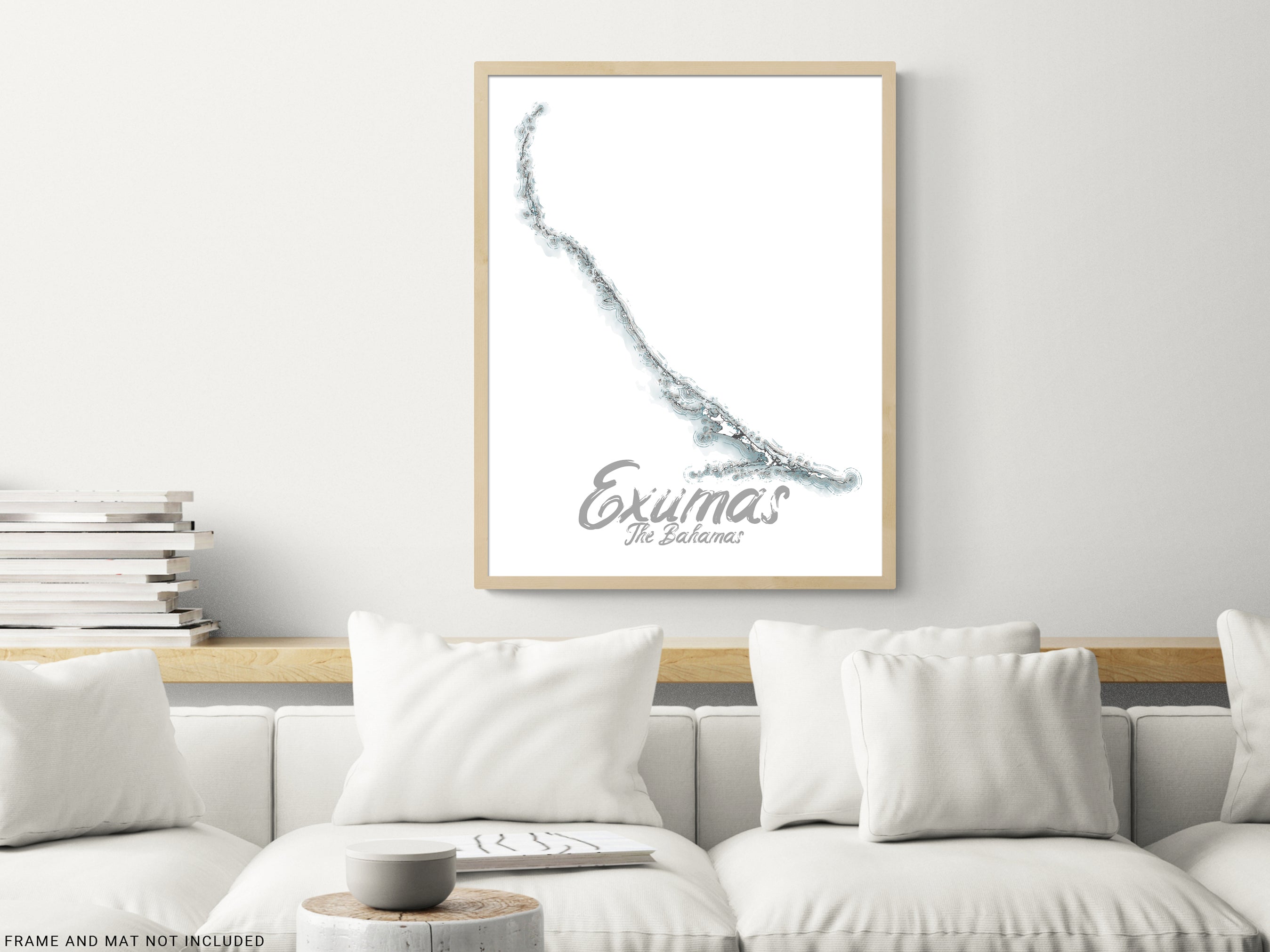 Exumas Islands Map Wall Art Print Poster, Exuma, The Bahamas Island Ca ...