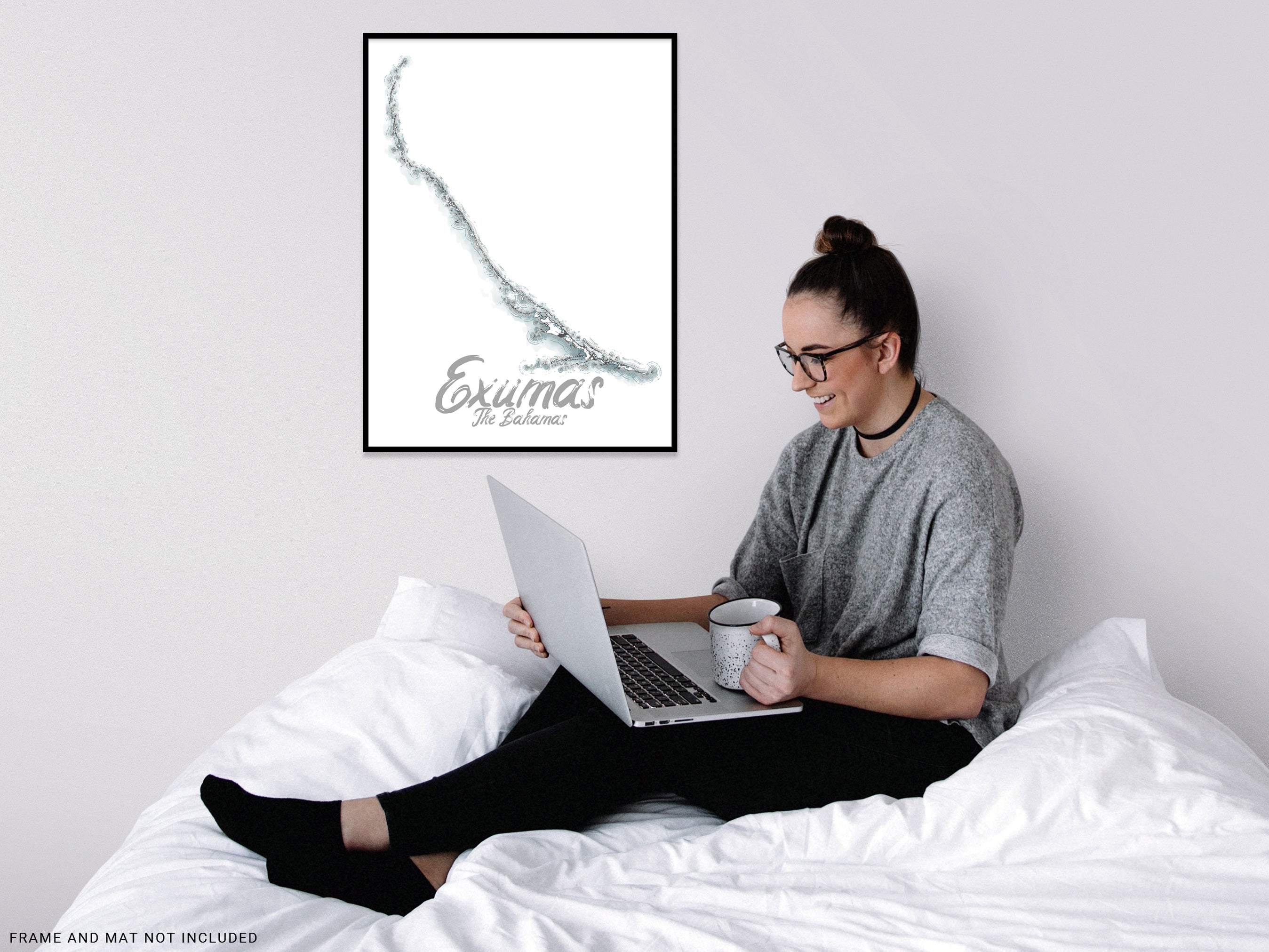 Exumas Islands Map Wall Art Print Poster, Exuma, The Bahamas Island Ca ...