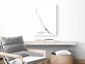 Exuma Map Print Poster, Black and White Exumas The Bahamas Wall Art Pr ...